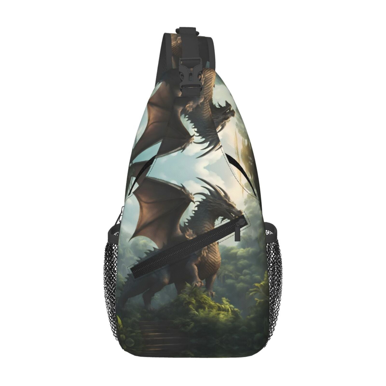 Sling Bag for Men, Forest Stone-colored Dragon Fanny Pack Crossbody ...