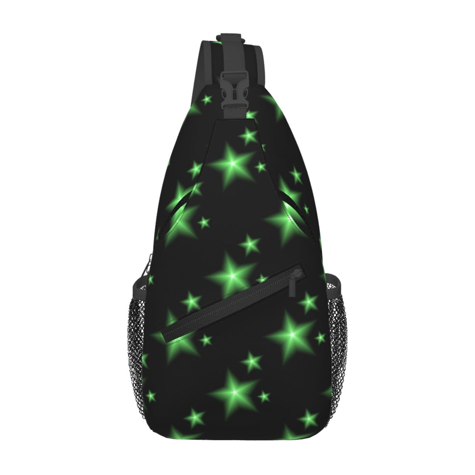 Sling Bag for Men, Green shining stars black cool Fanny Pack Crossbody ...