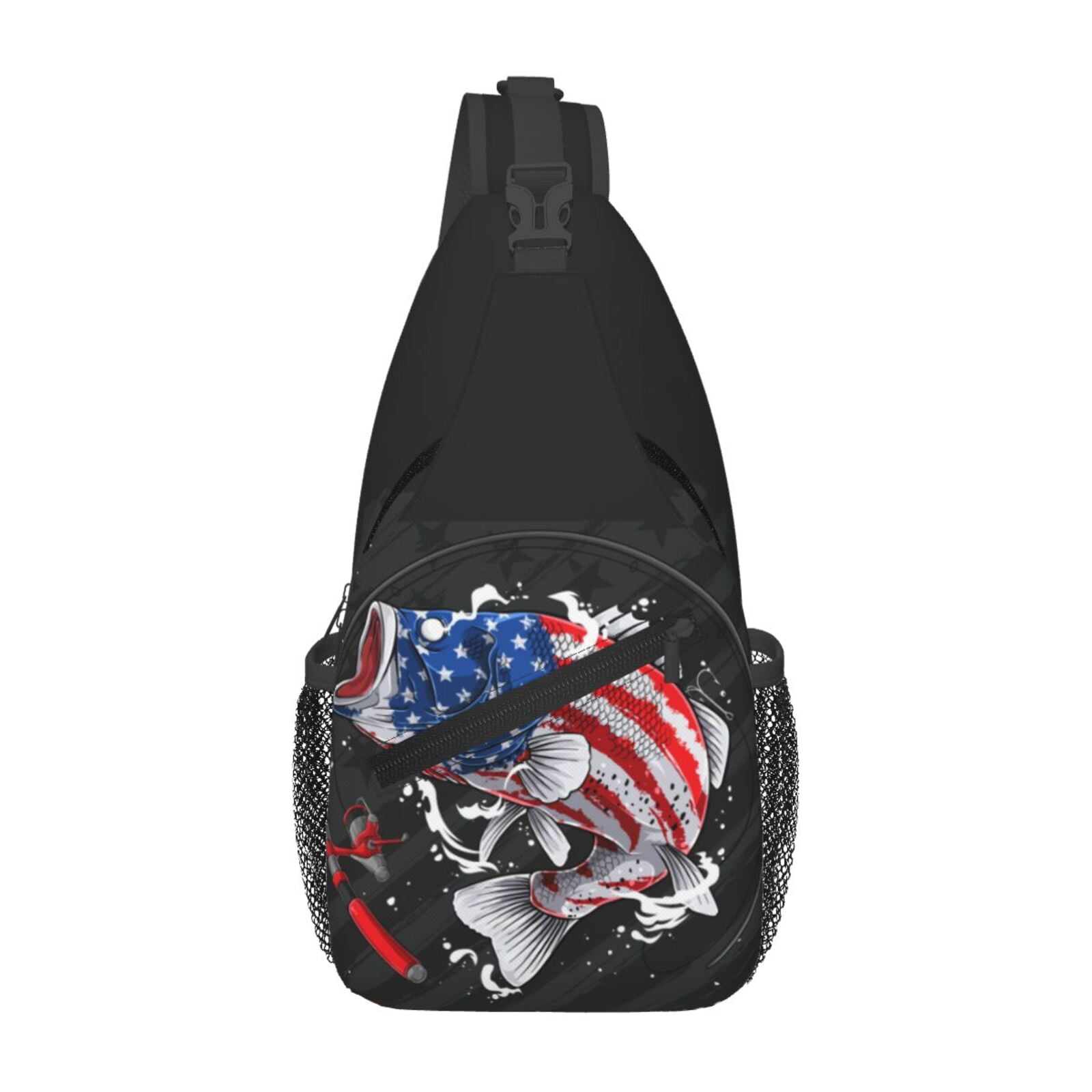 Sling Bag for Men, Largemouth Bass Fish in USA Fanny Pack Crossbody ...