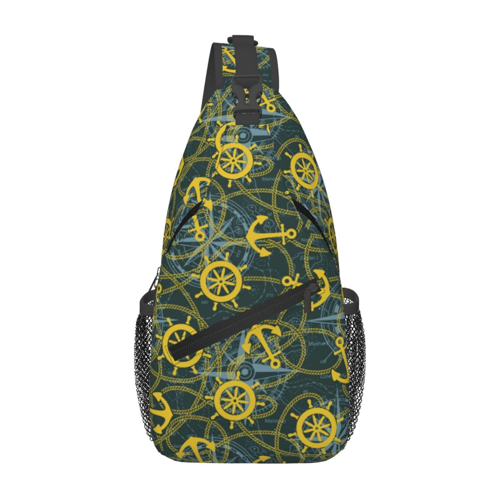 Sling Bag for Men, Marine Anchors And Compass Fanny Pack Crossbody Bags Shoulder Chest Bag ...