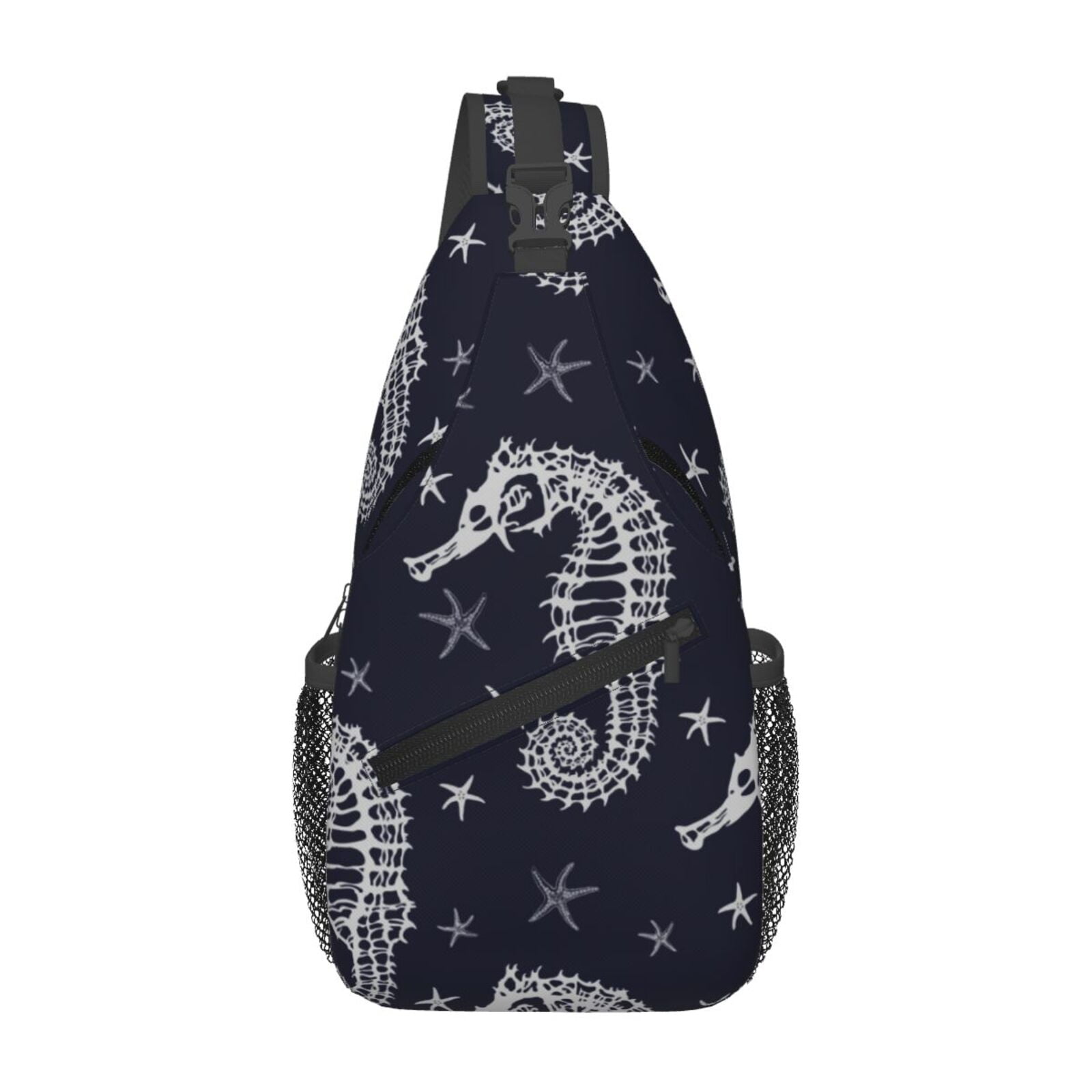 Sling Bag for Men, Seahorses skeleton starfish cool Fanny Pack ...