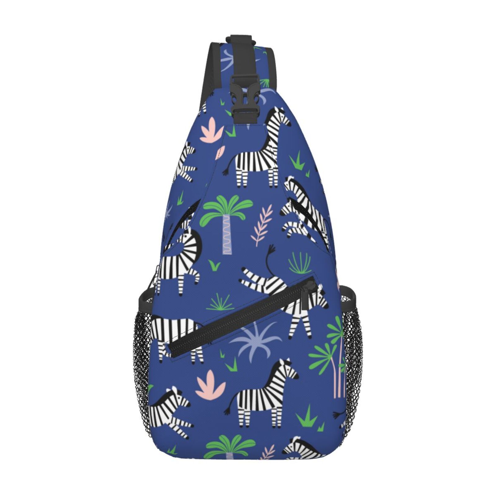 Sling Bag for Men, funny cartoon zebras blue Fanny Pack Crossbody Bags ...
