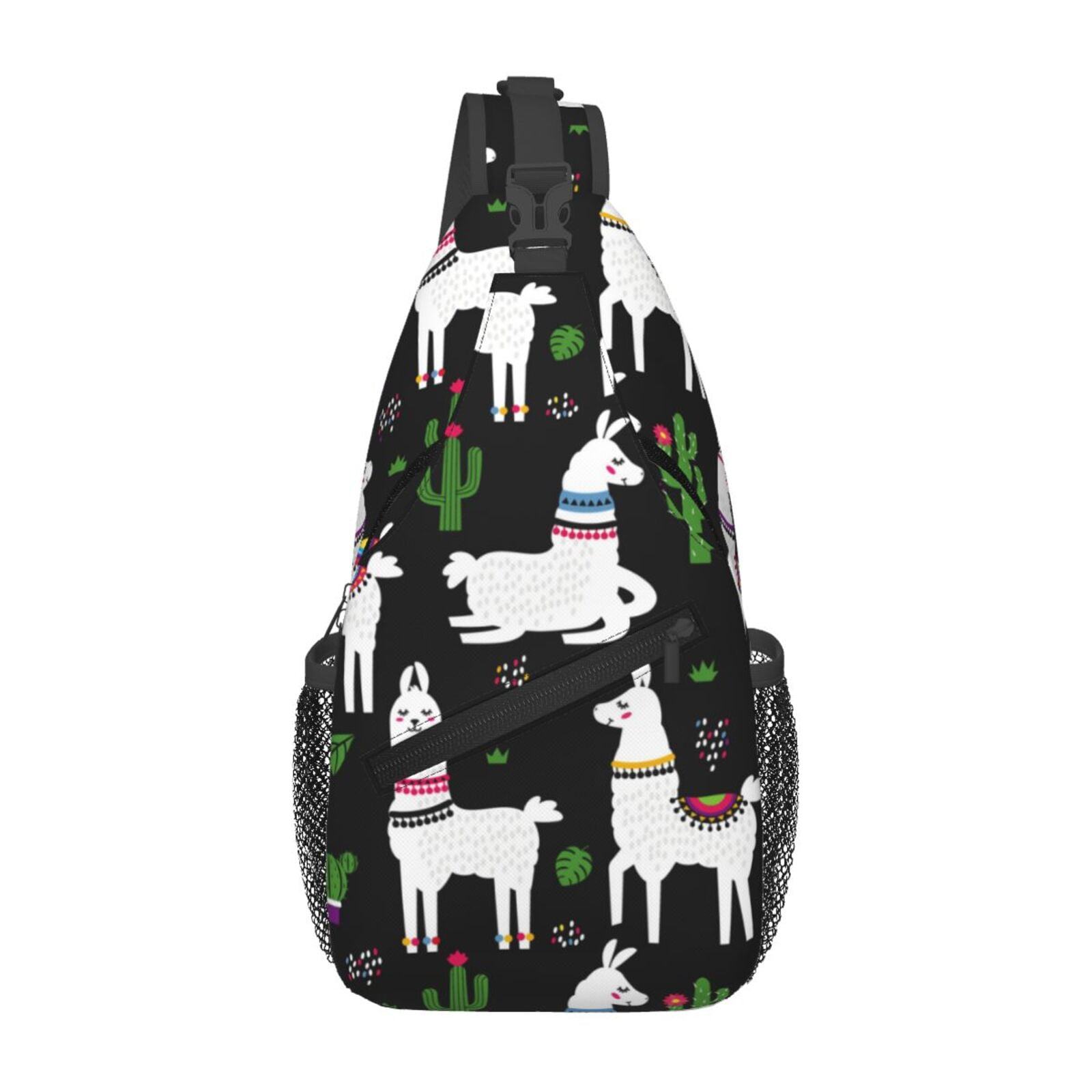 Sling Bag for Men, llama alpaca cactus black cute Fanny Pack Crossbody ...