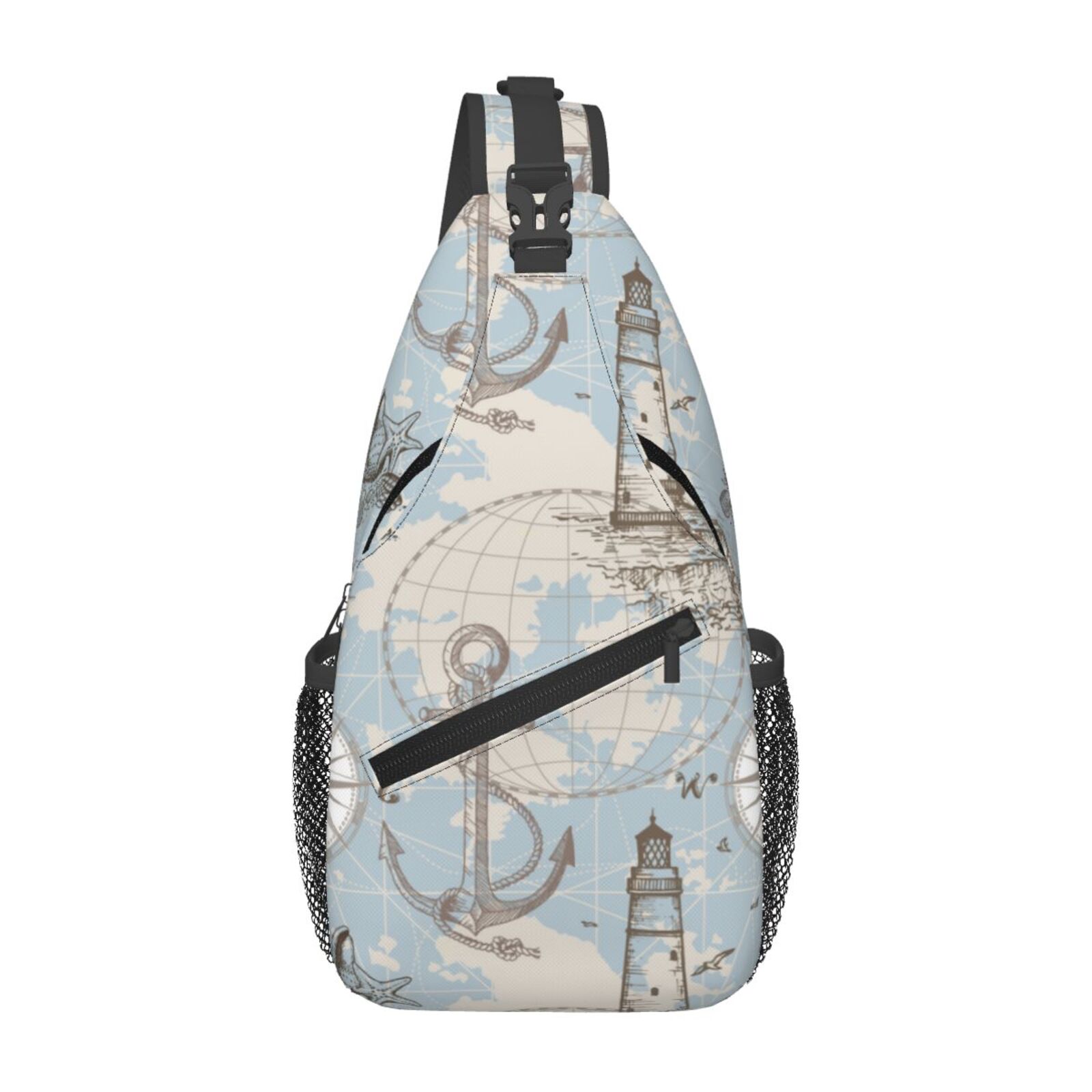Sling Bag for Men, vintage Lighthouse anchor cool Fanny Pack Crossbody ...
