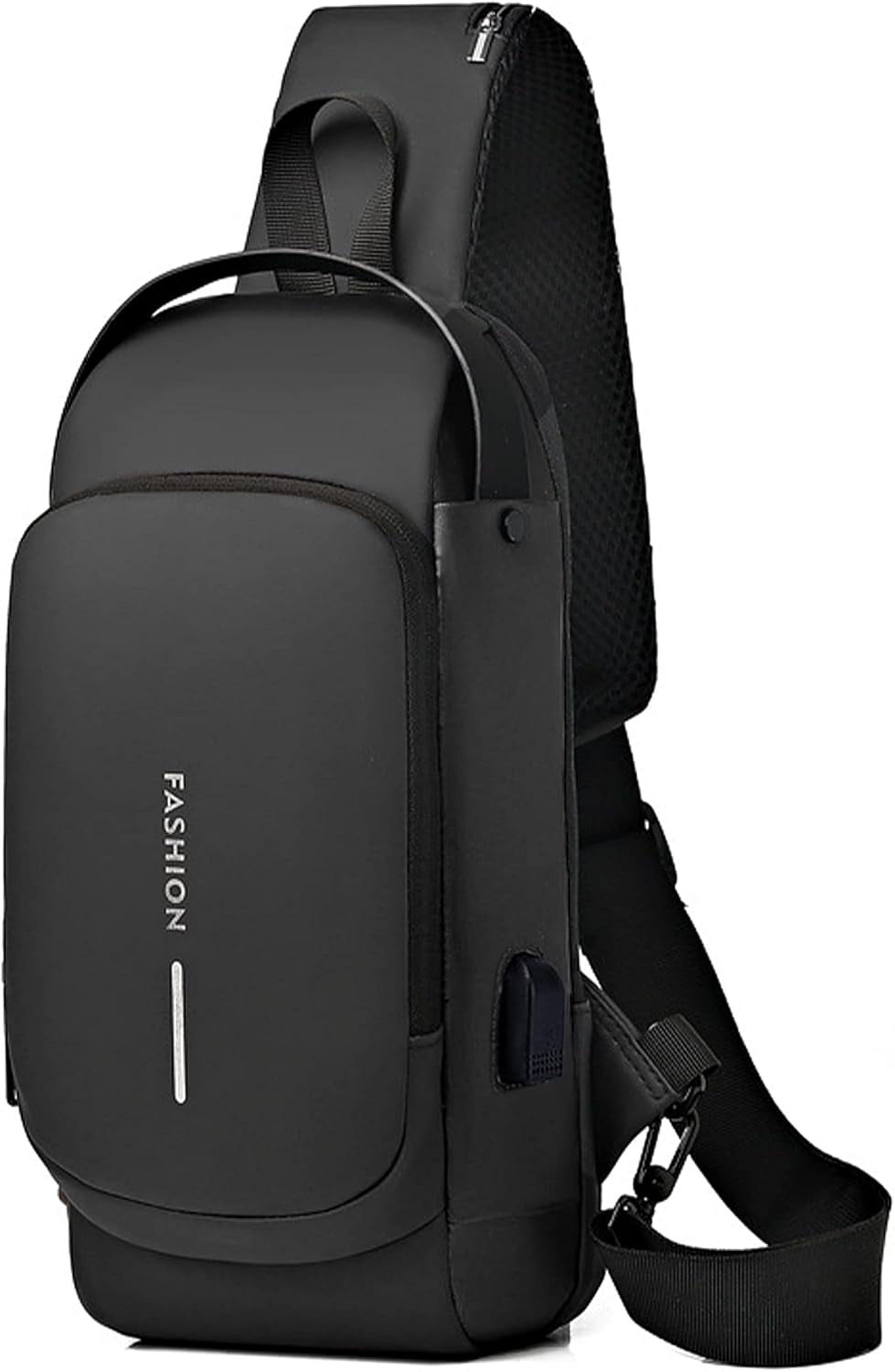 Sling Bag for Men Anti-Theft USB Crossbody Backpack Waterproof Chest ...