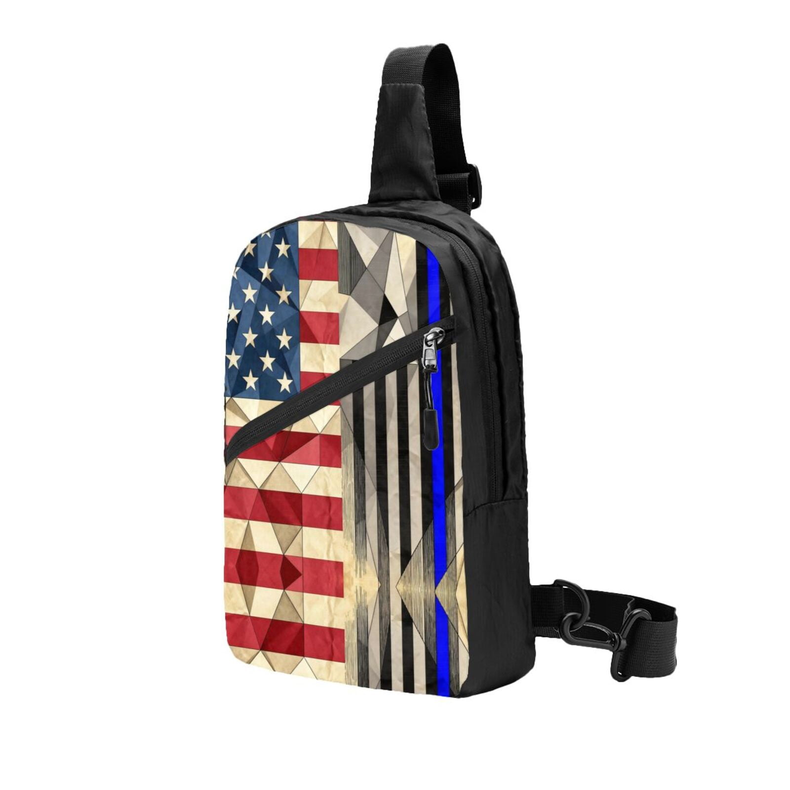 Sling Crossbody Backpack America Thin Blue Line Flag Collapsible Chest ...