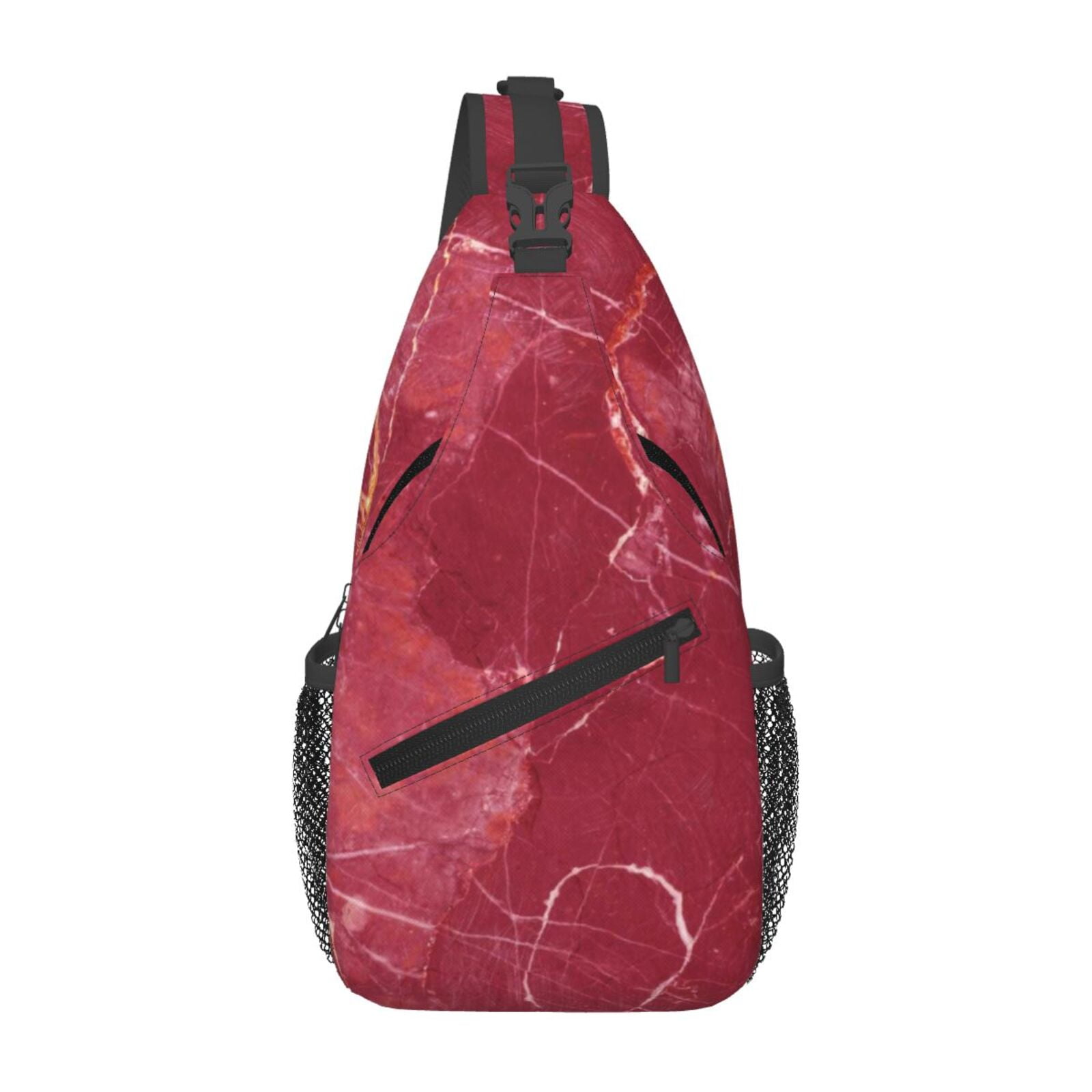 Sling Crossbody Bag for Women and Men Abstract Red Marble Small Sling ...