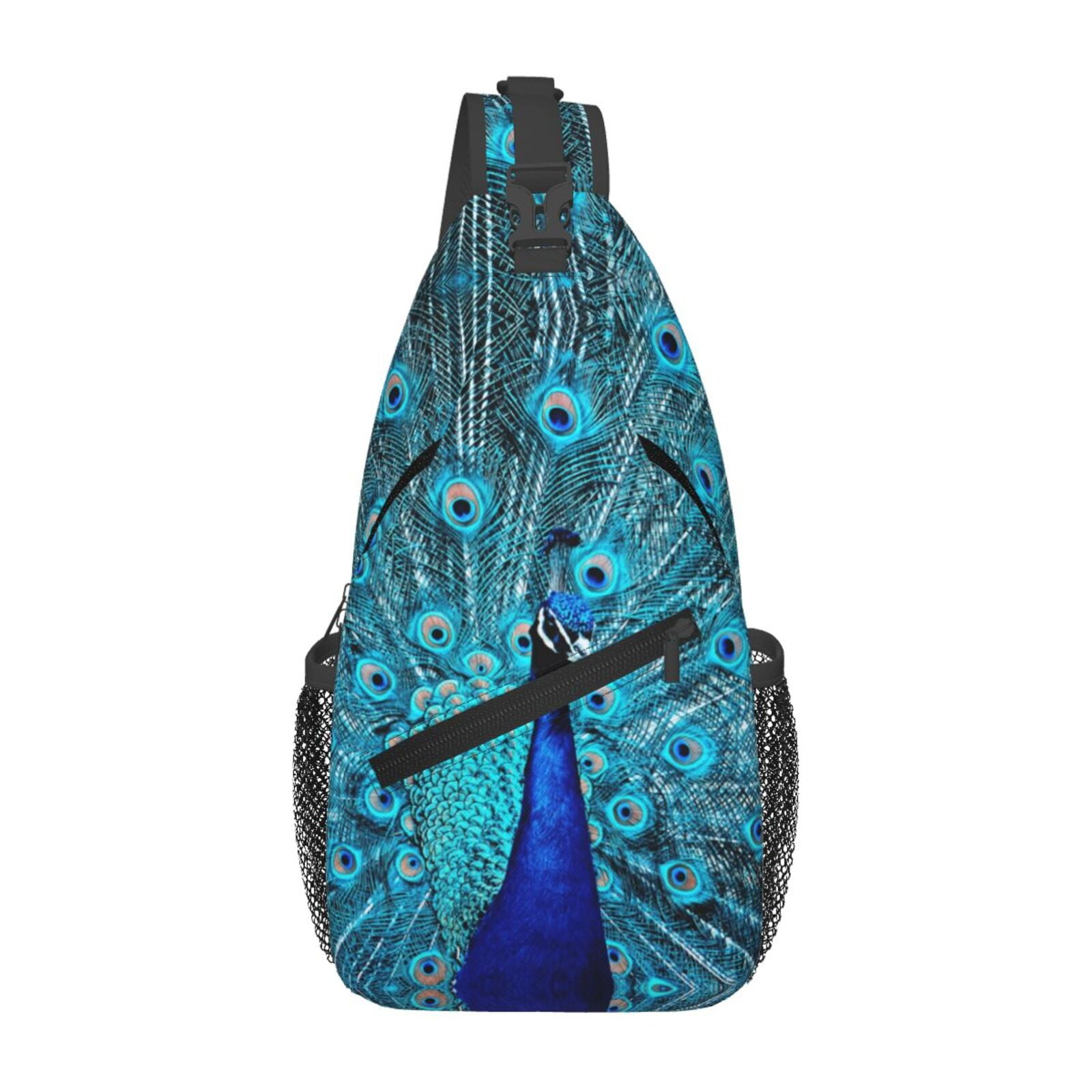 Sling Crossbody Bag for Women and Men Beautiful Blue Peacock Small Sling Backpack, Chest Bag ...