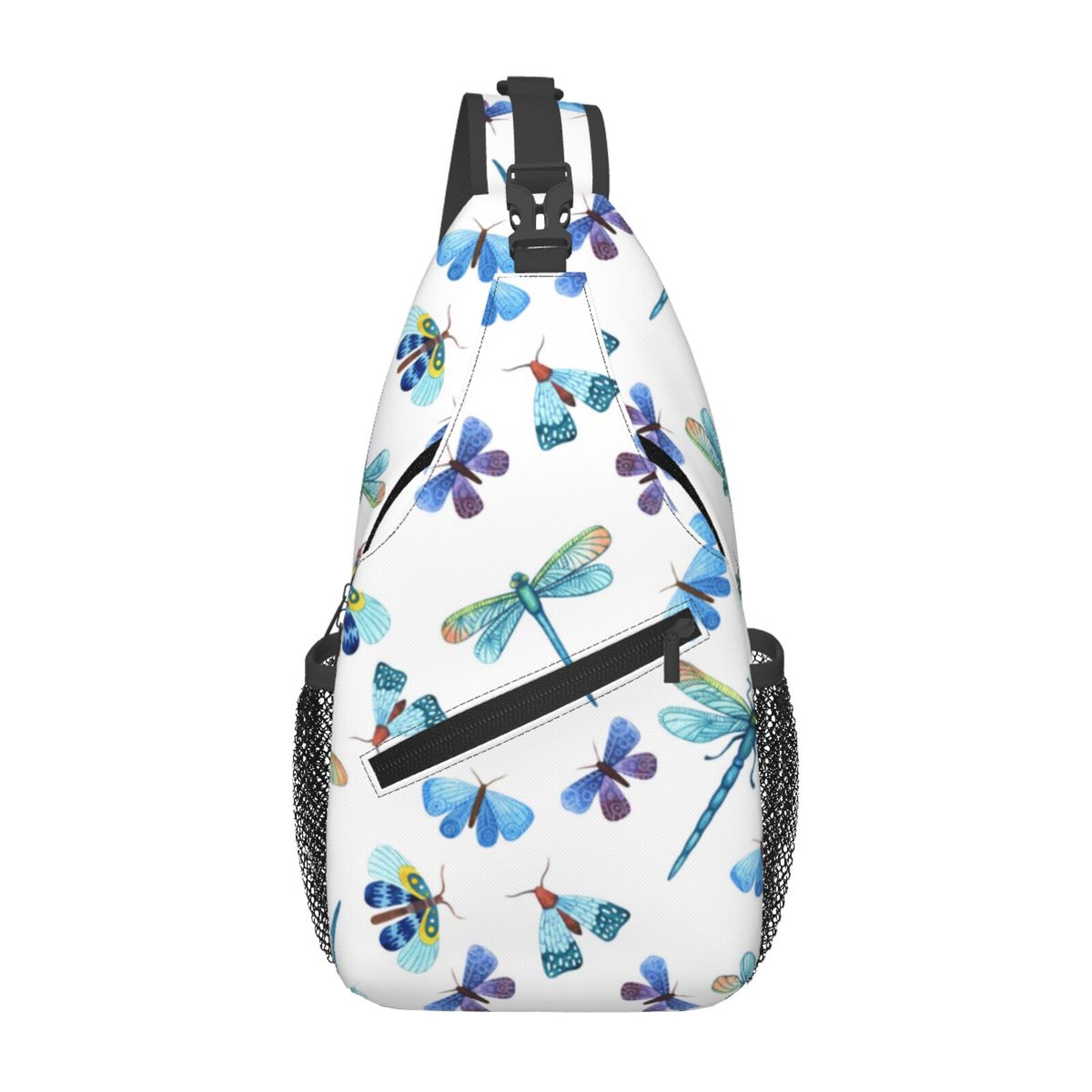 Sling Crossbody Bag for Women and Men Blue Dragonfly Moth Butterfly ...
