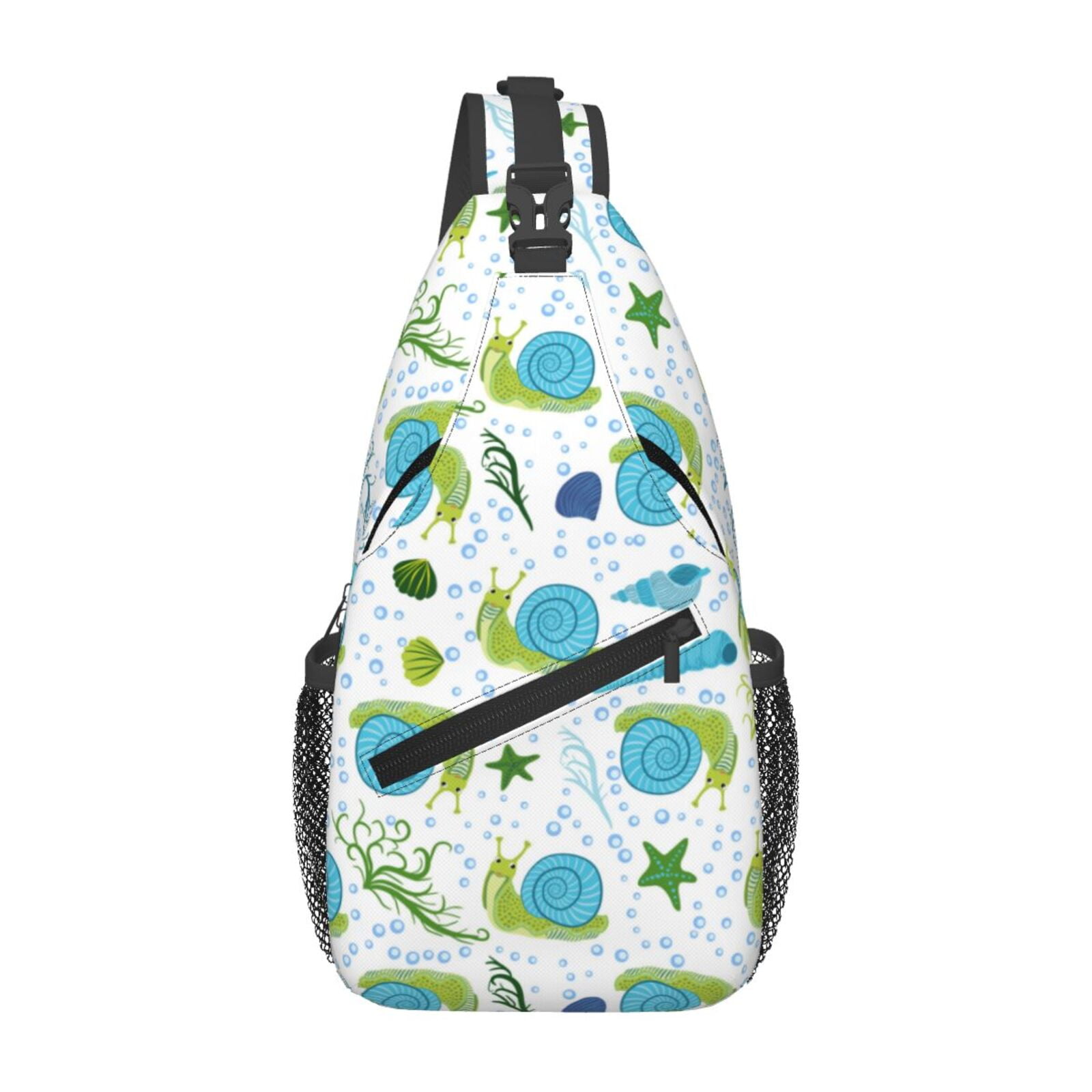Sling Crossbody Bag for Women and Men Blue Green Slug Shells Small ...