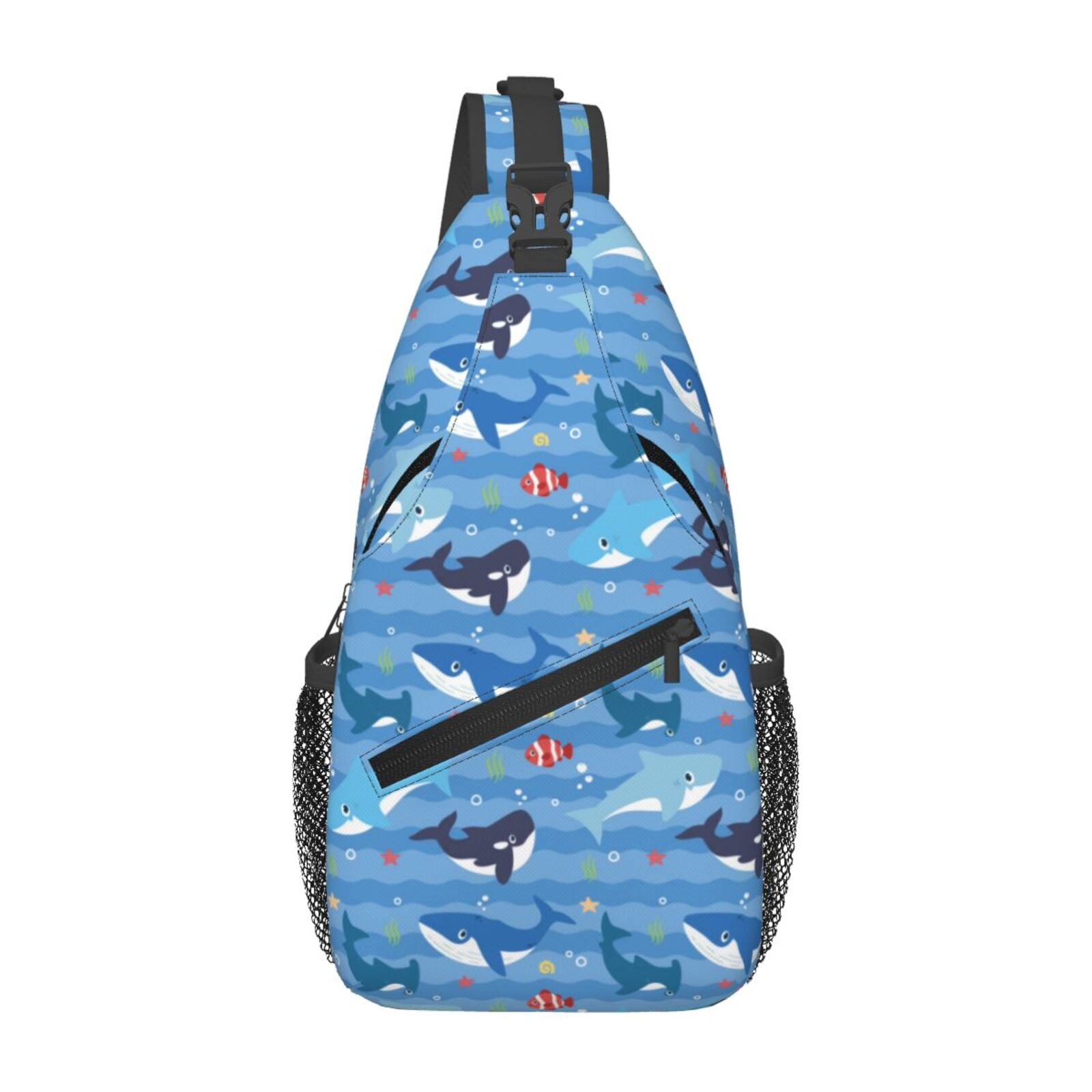 Sling Crossbody Bag for Women and Men Blue fish print Small Sling ...