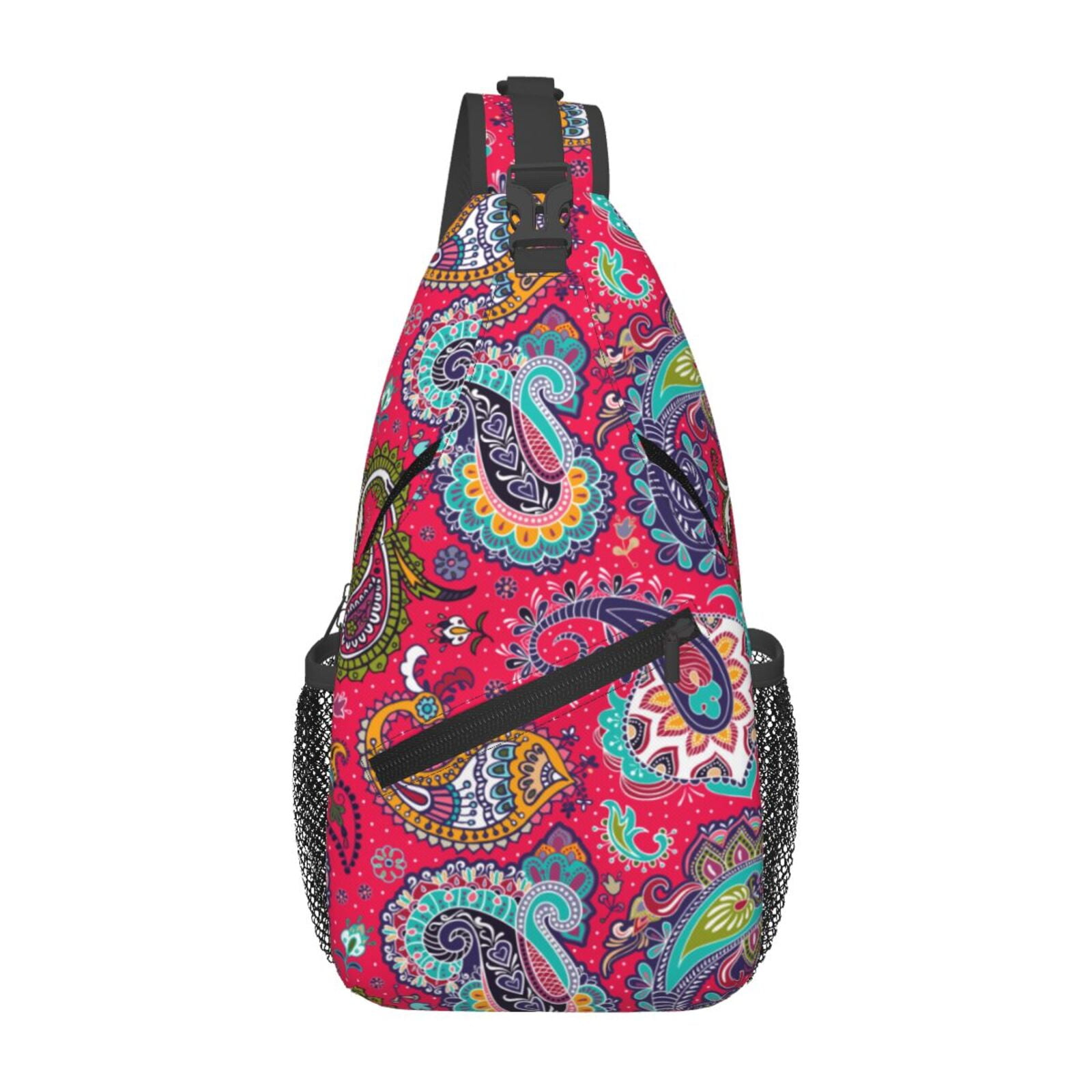 Sling Crossbody Bag for Women and Men Brightly Colored Paisley Small ...