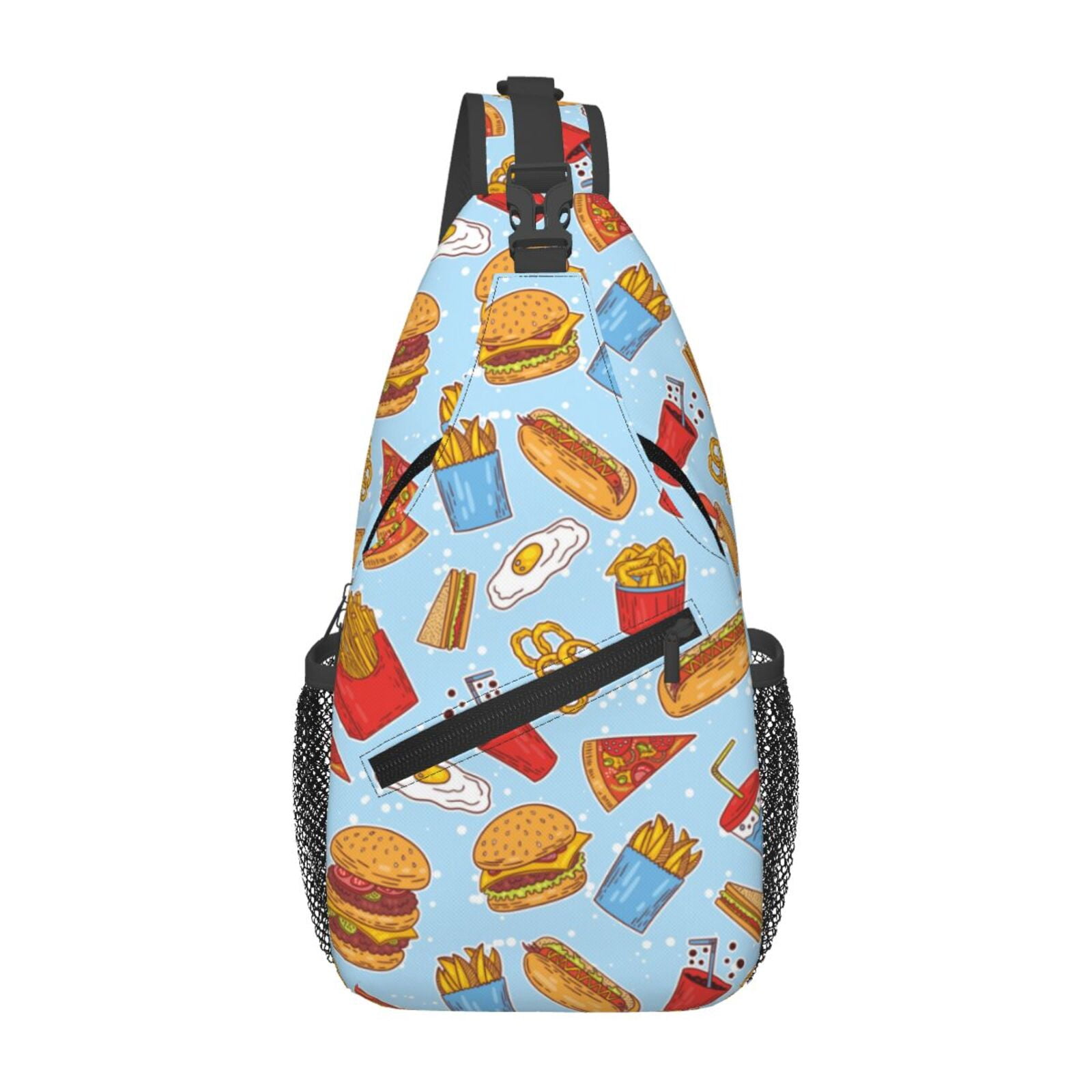 Sling Crossbody Bag for Women and Men Cute Food Egg Hamburger Fries ...