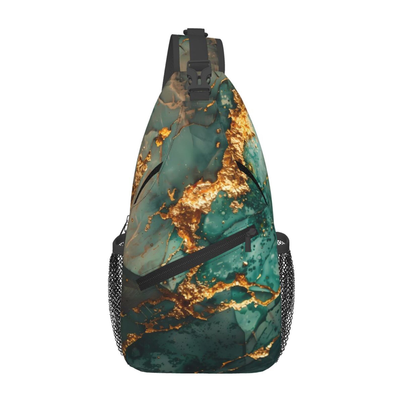 Sling Crossbody Bag for Women and Men Emerald Color Gold Marble Small ...