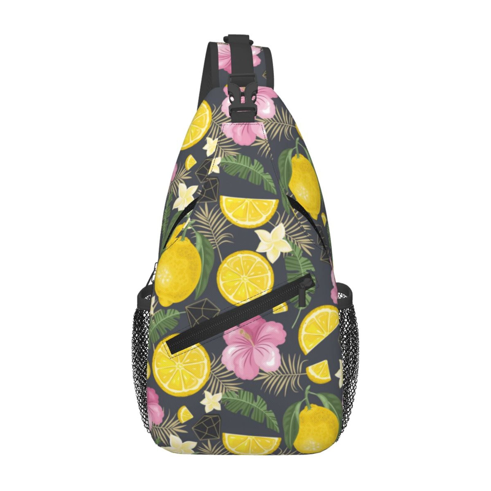 Sling Crossbody Bag for Women and Men Lemon tropical leaves Small Sling ...