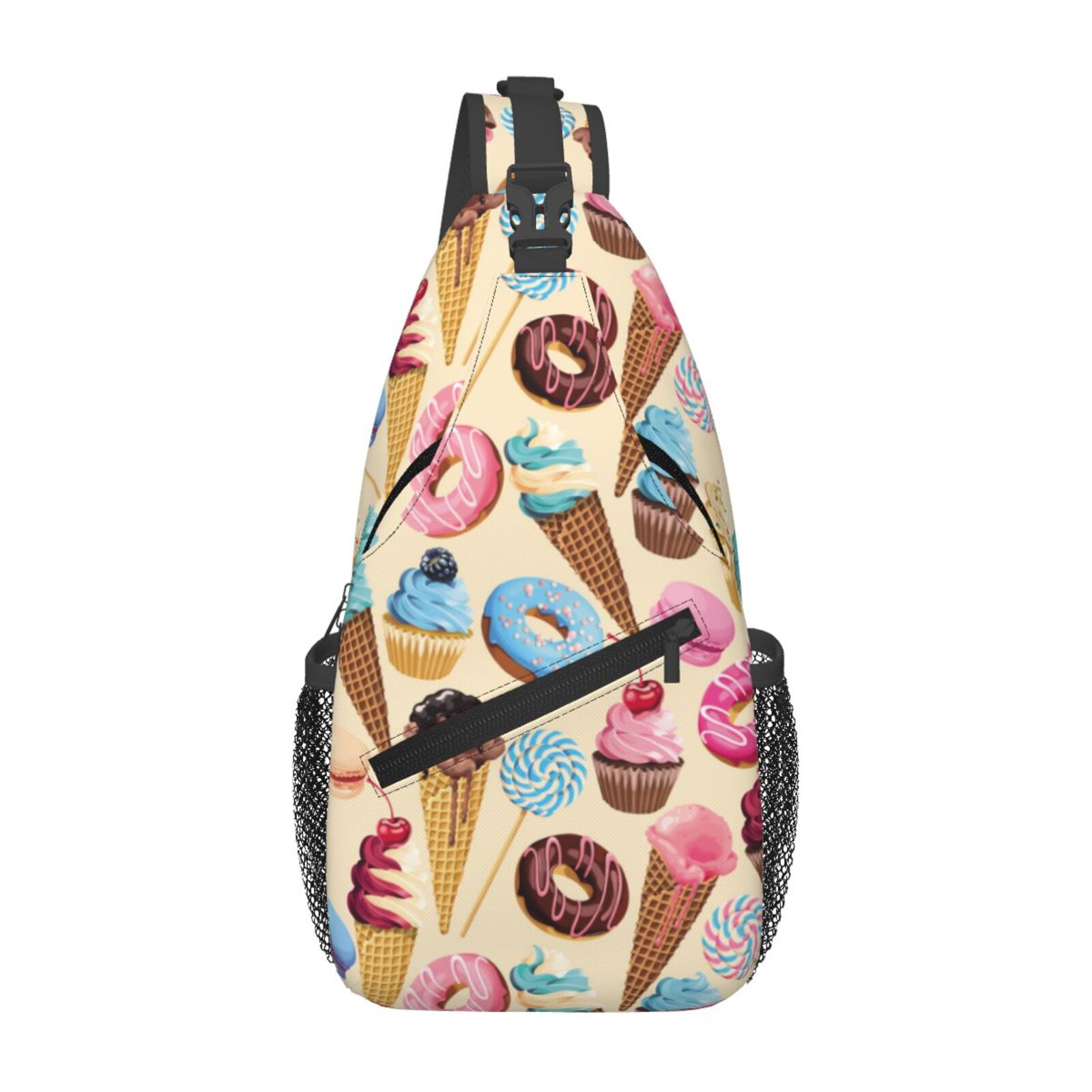 Sling Crossbody Bag for Women and Men Lollipop Cone Donut Prints Small ...