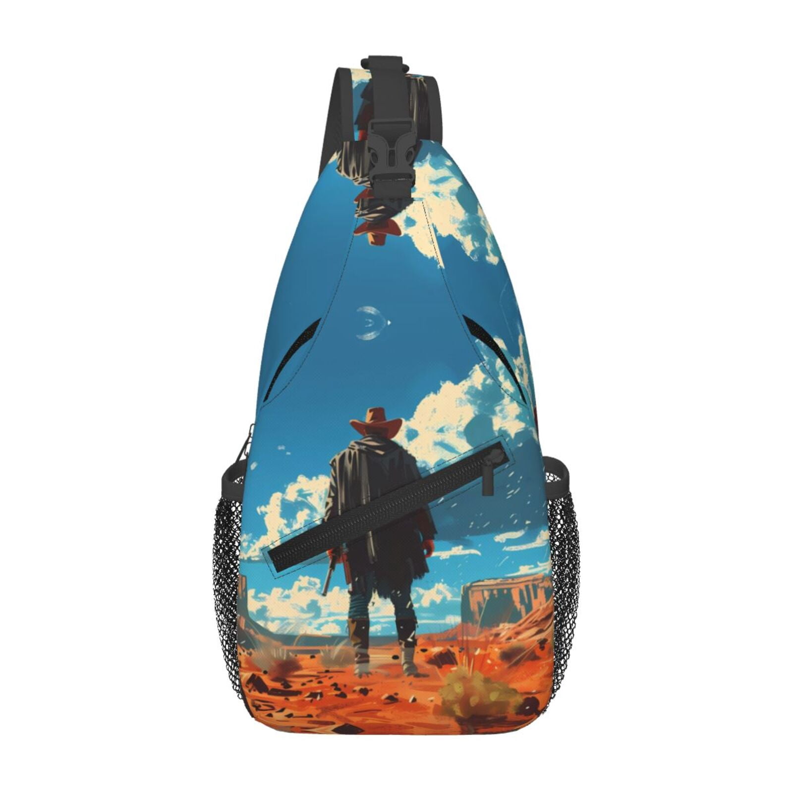 Sling Crossbody Bag for Women and Men Lone Cowboy Desert Scene Small ...