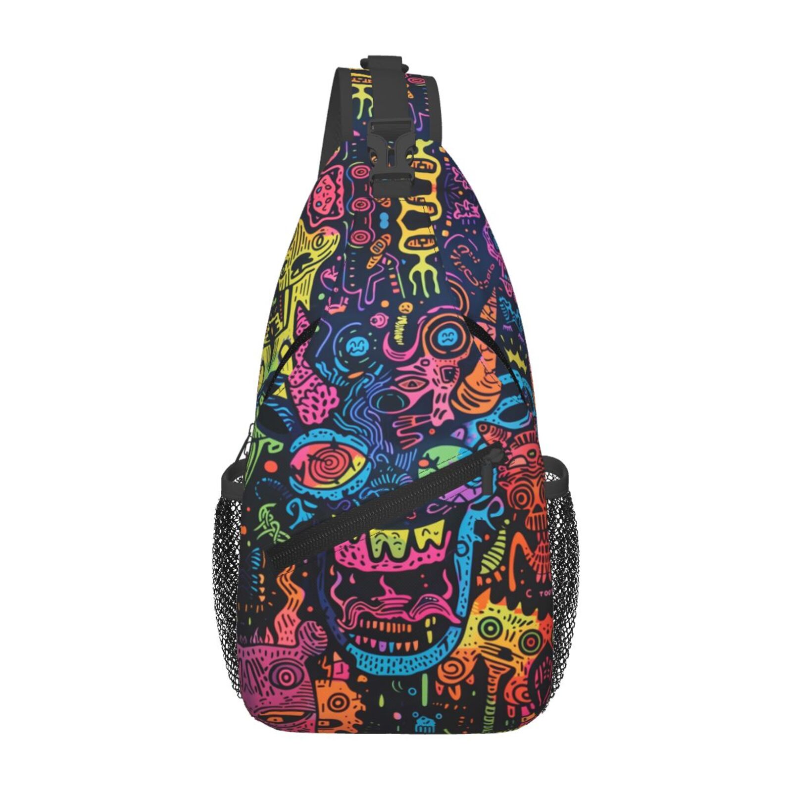 Sling Crossbody Bag for Women and Men Neon Graffiti Urban Art Small ...