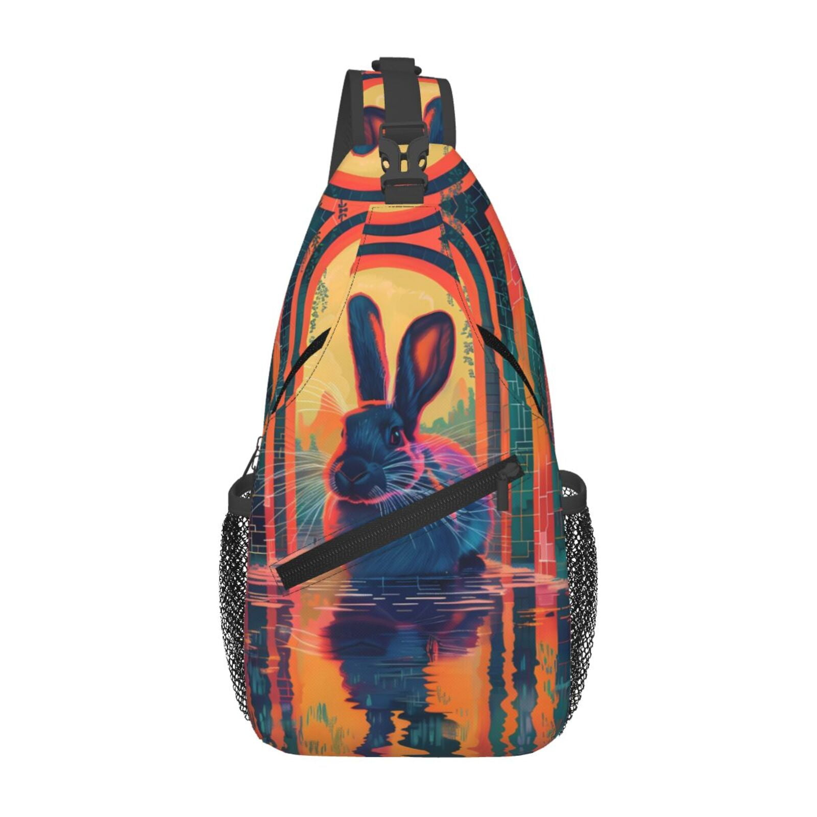 Sling Crossbody Bag for Women and Men Neon Rabbit In Archway Small ...
