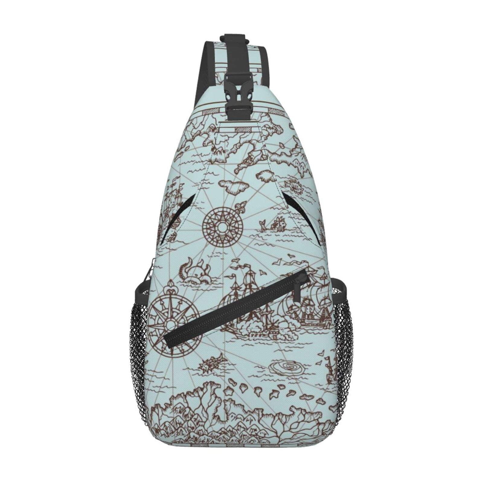 Sling Crossbody Bag for Women and Men Pirate Adventure Map Small Sling ...