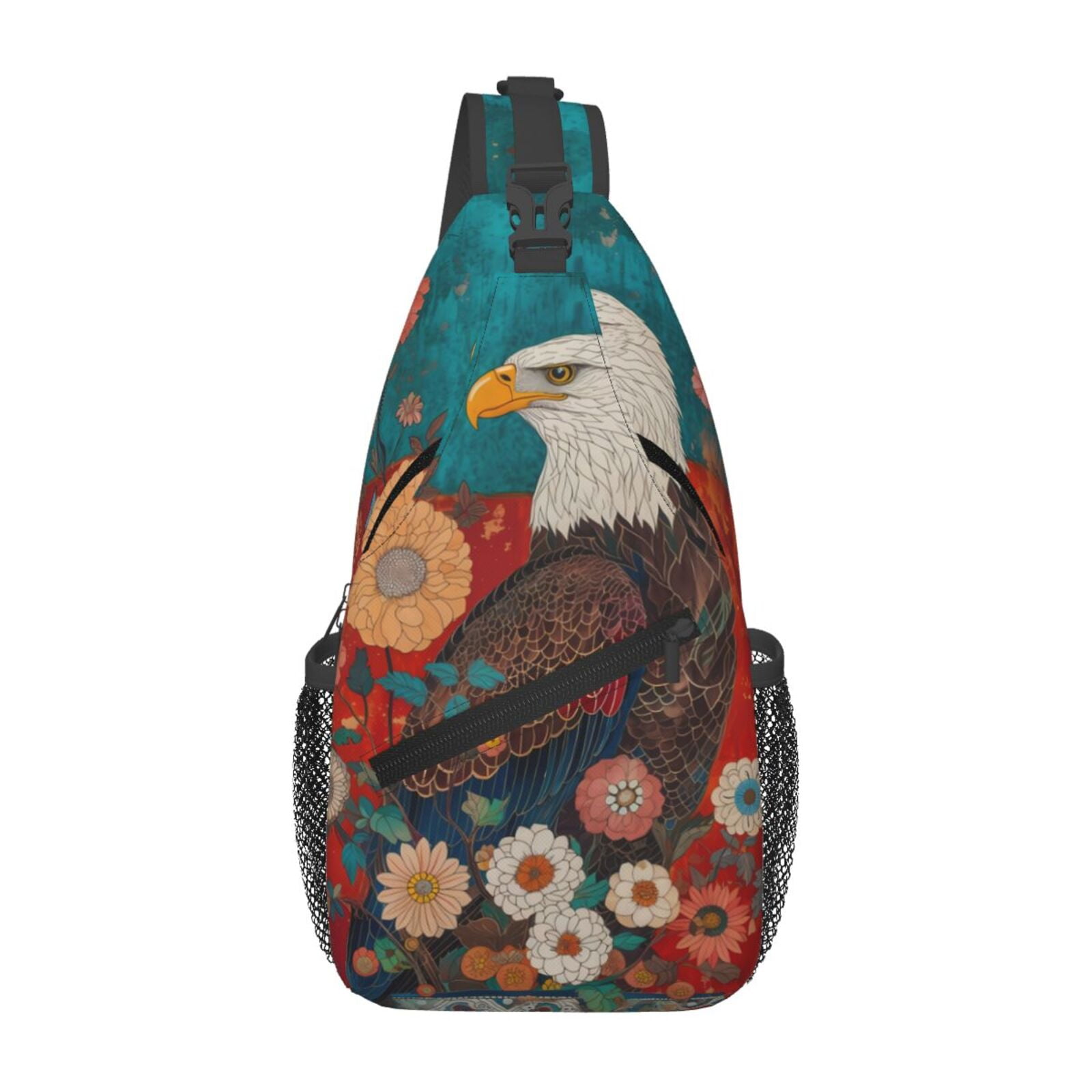 Sling Crossbody Bag for Women and Men Sunflower Bald Eagle Small Sling ...