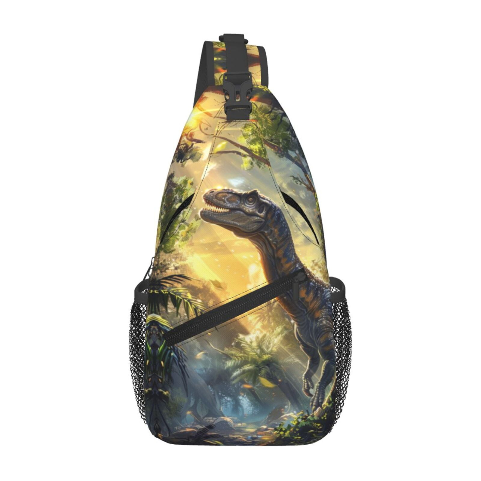 Sling Crossbody Bag for Women and Men Sunshine Jungle Dinosaur Small ...
