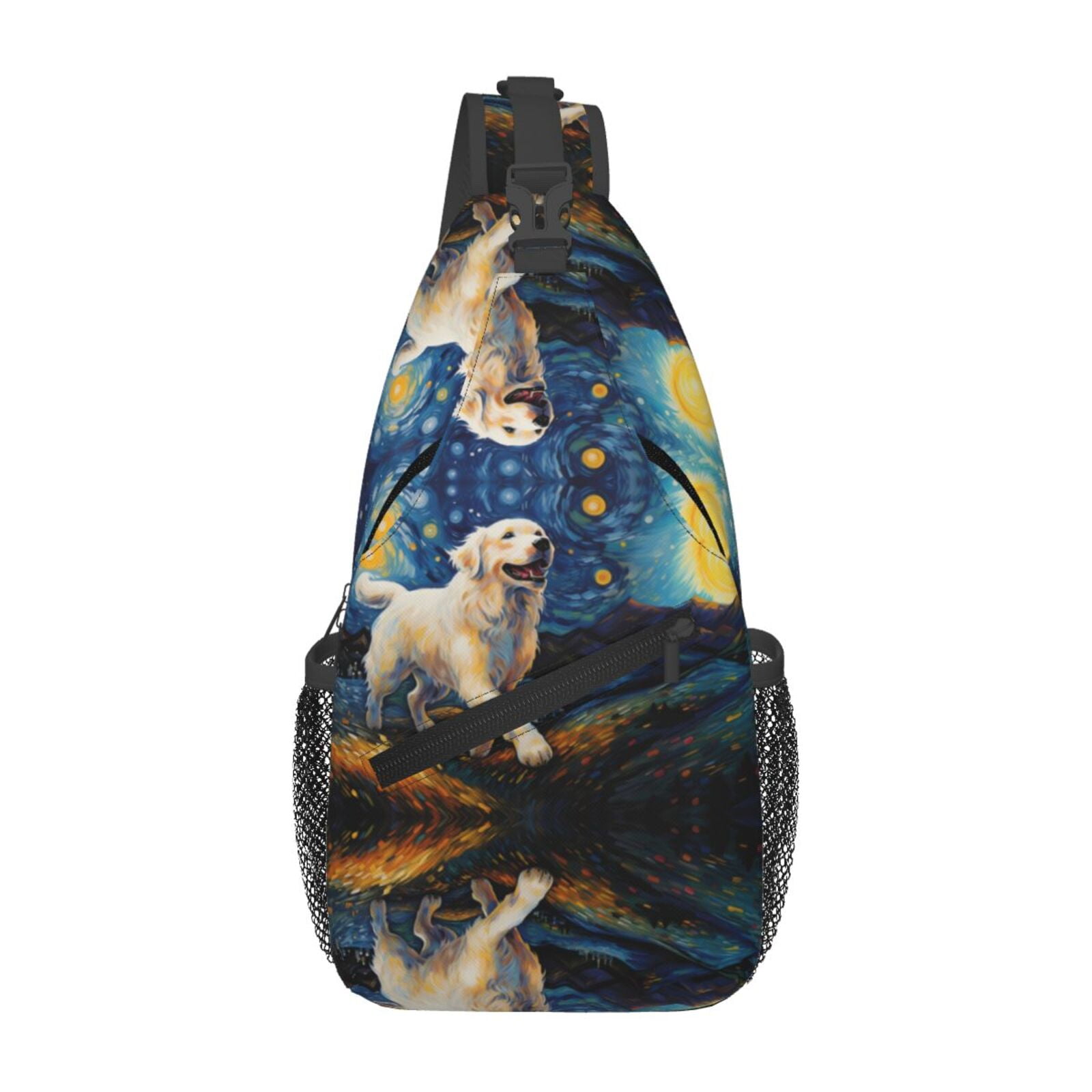 Sling Crossbody Bag for Women and Men Vintage Starry Sky Labrador A ...