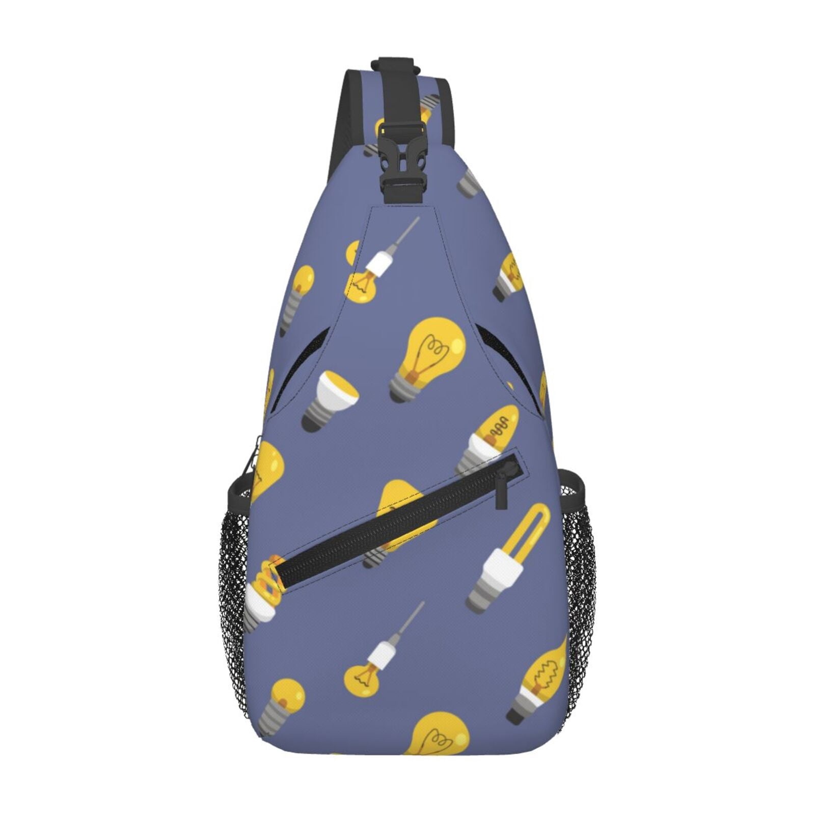 Sling Crossbody Bag for Women and Men blue Light Bulb Pattern Small ...