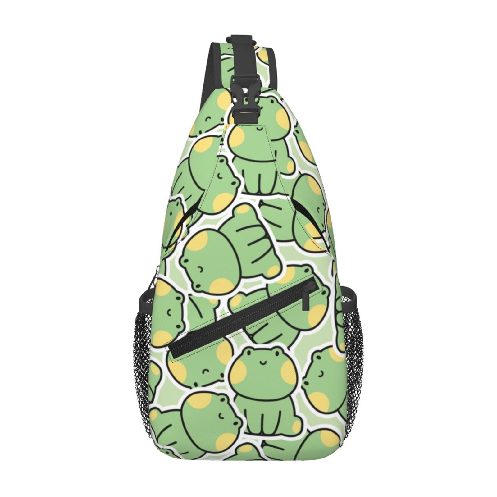 Sling Crossbody Bag for Women and Men cute smile frog green Small Sling ...
