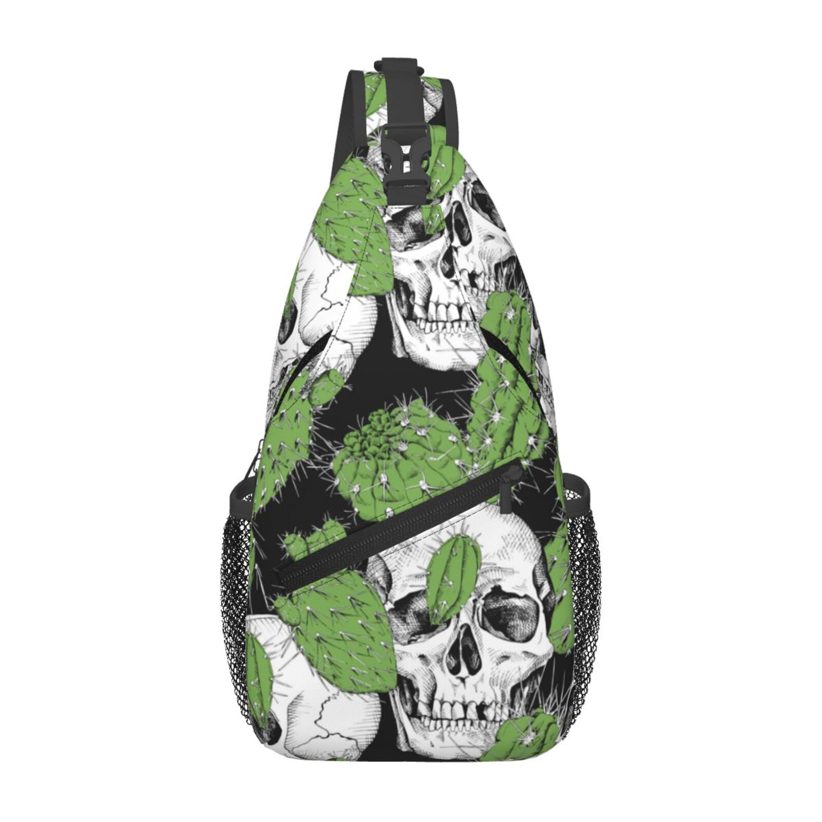 Sling Crossbody Bag for Women and Men green Cactus skull Small Sling ...