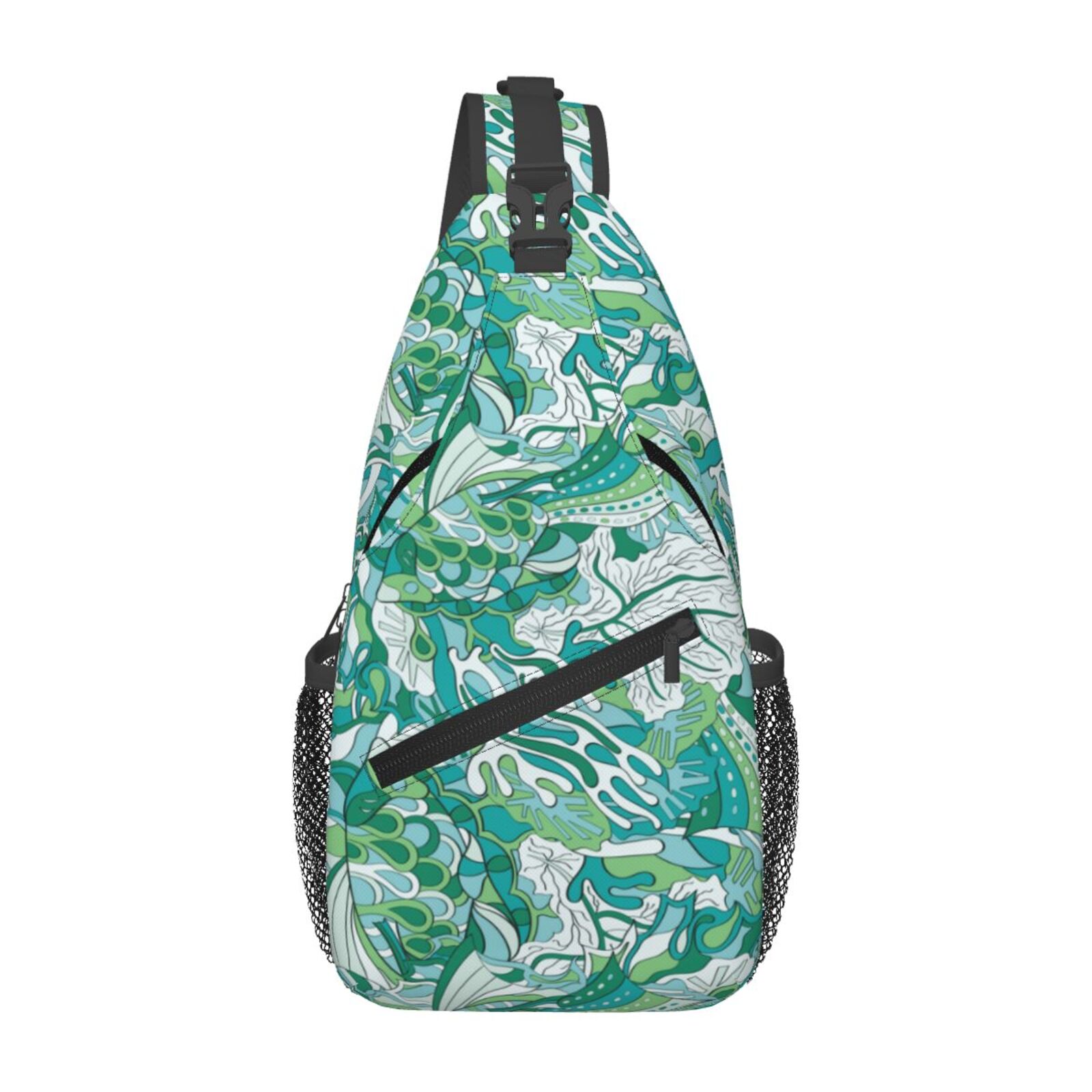 Sling Crossbody Bag for Women and Men green doodle pattern Small Sling ...