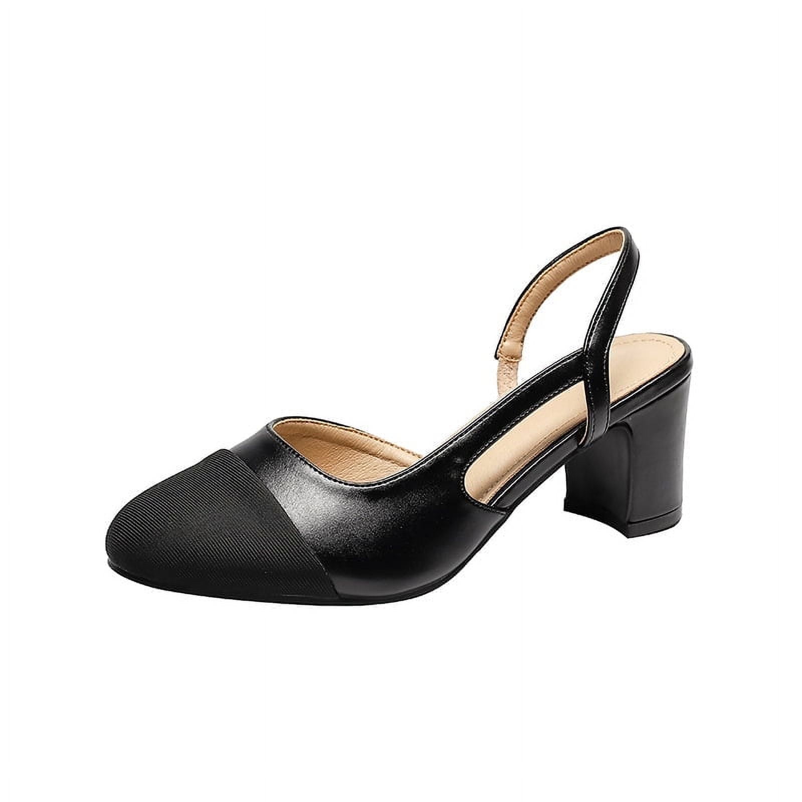 Slingback Heels for Womenï¼ Round Toe Chunky Heeled Ankle Strap ...