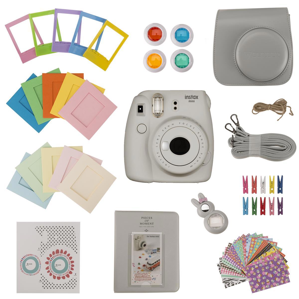 Slinger FujiFilm Instax Mini 9 Accessory Kit - Smoky White (Camera Not ...