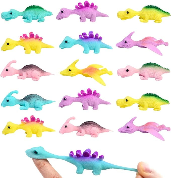 Slingshot Dinosaur Finger Toys, Mini Rubber Dino Figures Finger Sling ...