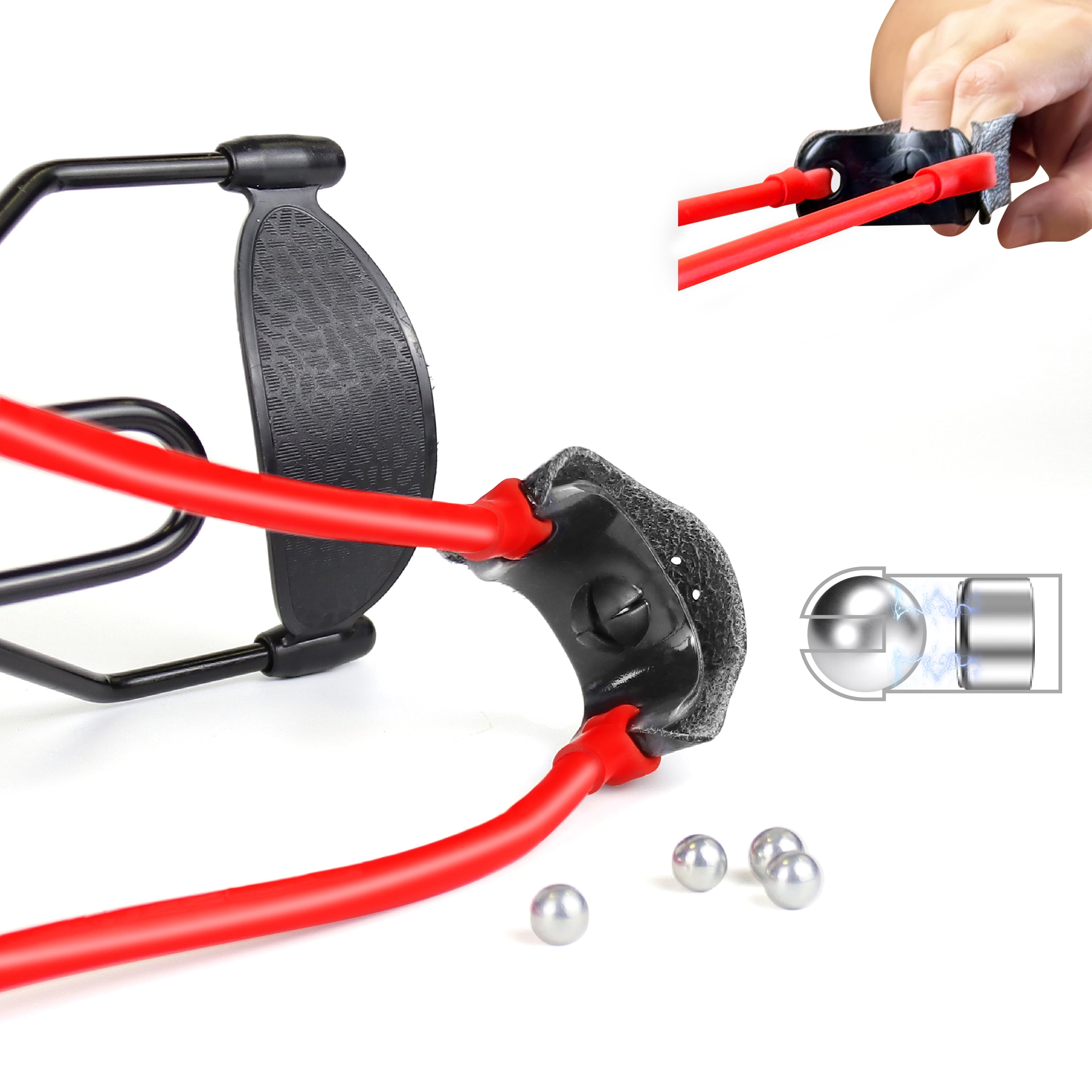 Slingshot Replacement Band, Leather Magnetic Bullet Pouch Sling Rubber ...