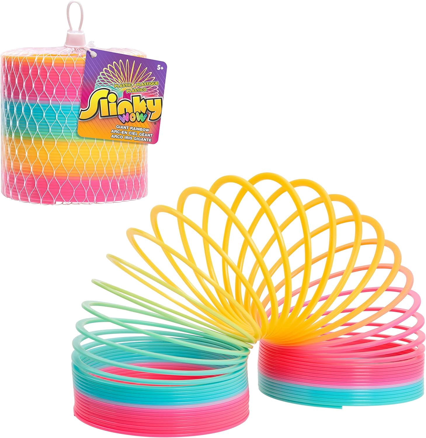 Slinky the Original Walking Spring Toy, 5-inch Diameter Plastic Rainbow ...