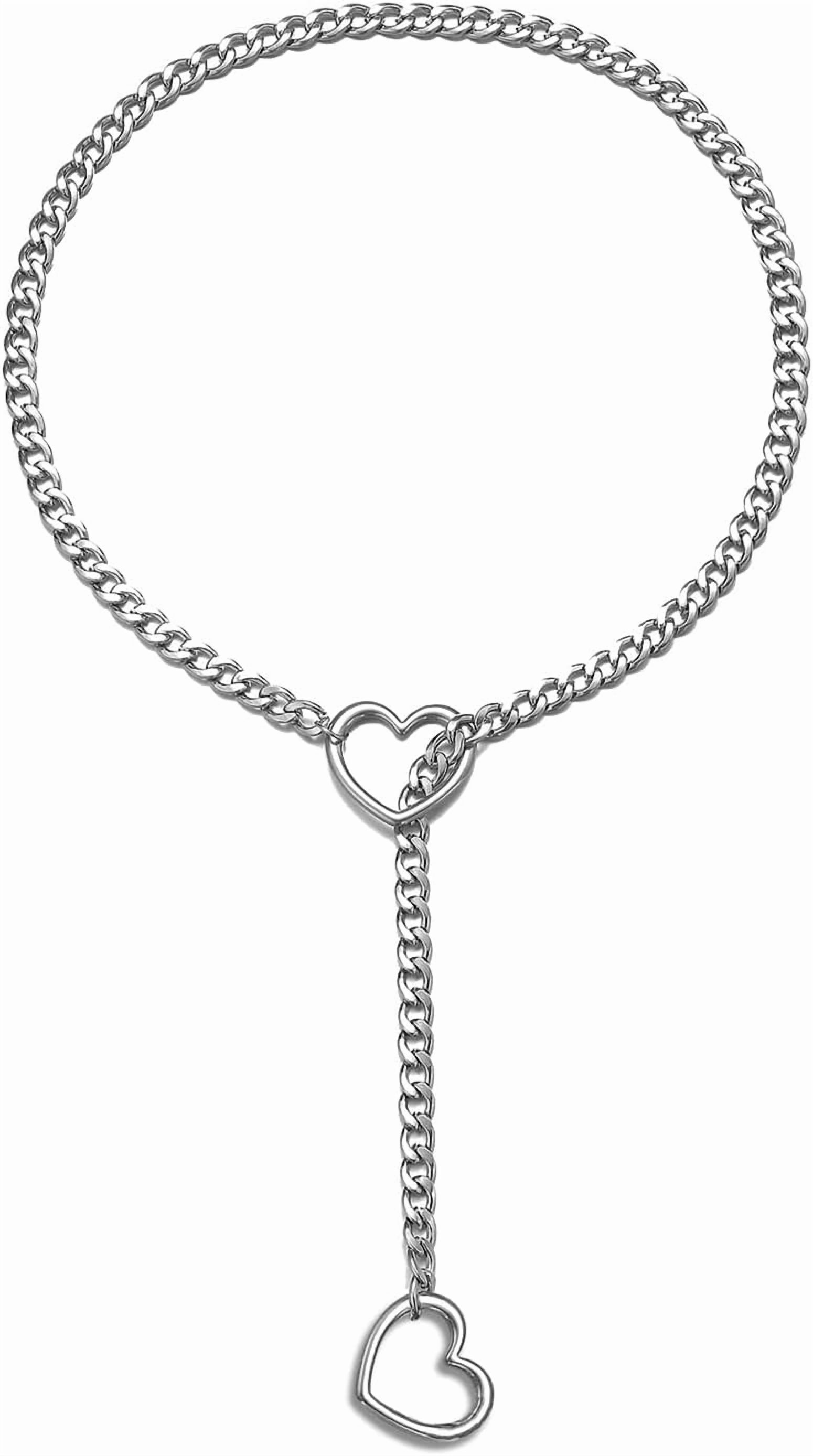 Slip Chain Necklace Heart Slip Chain Choker for Women Gothic Rock Cuban ...