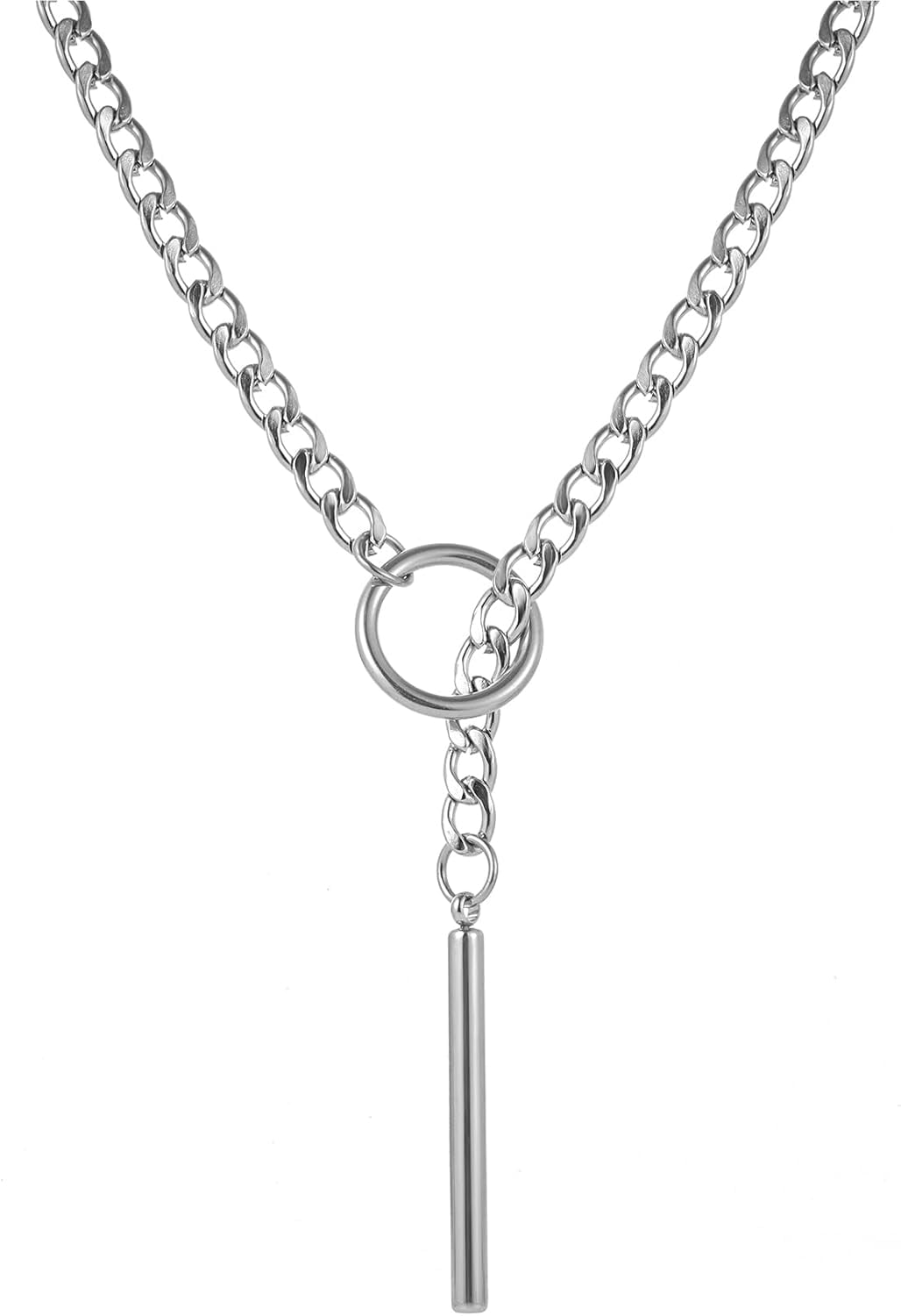 Slip Chain Necklace for Women Men Gothic Stainless Steel Cuban Link ...