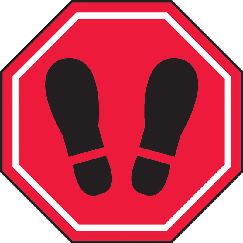 Slip Gard Floor Sign Footprint Image In Octagon 12 Inch Aluminum Uv Ink ...