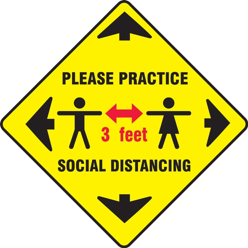 Slip Gard Floor Sign Please Practice Social Distancing 3 Ft Metal 12 ...