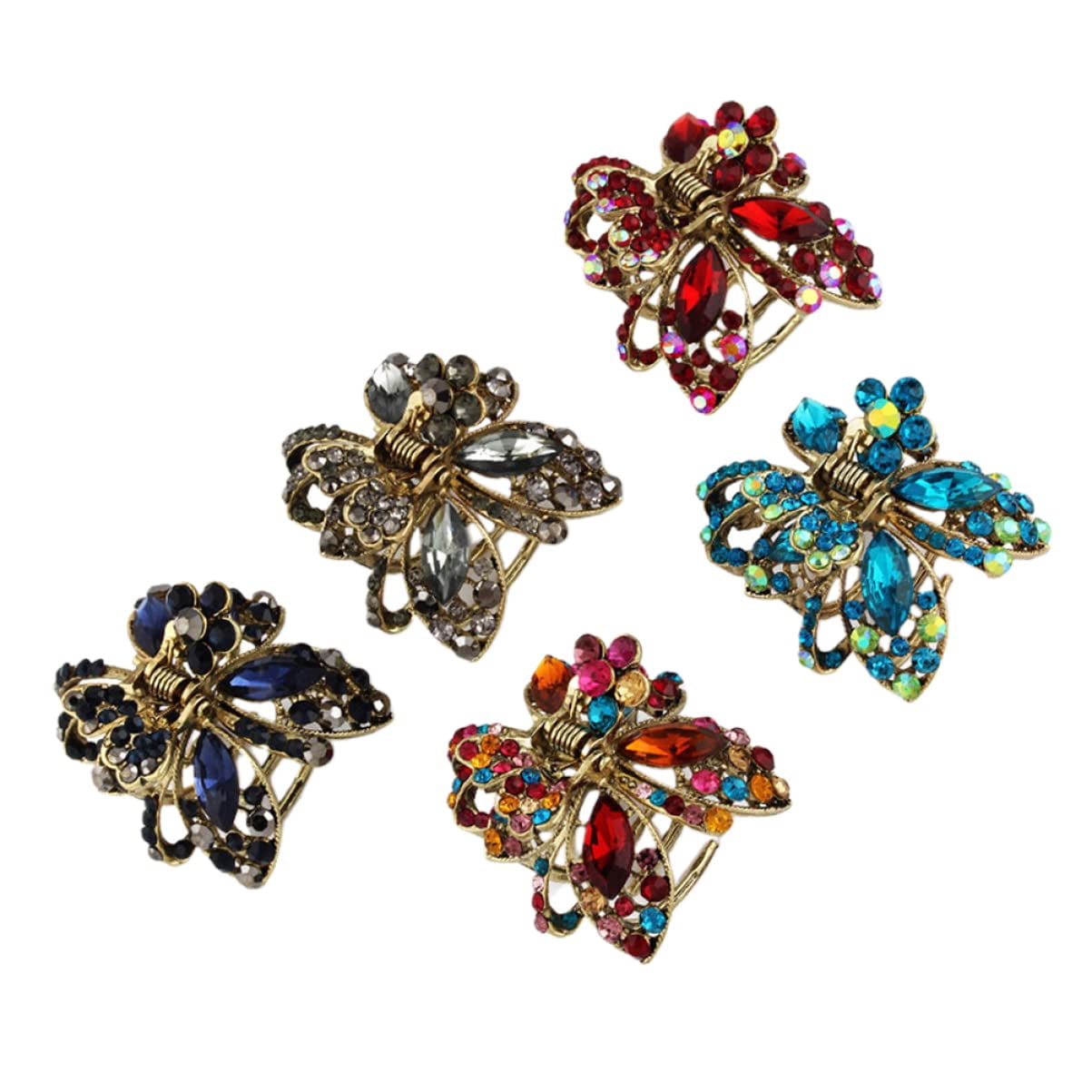 Slip Hair Girls Barrettes Clips Crystal Vintage Alloy Butterfly Metal ...
