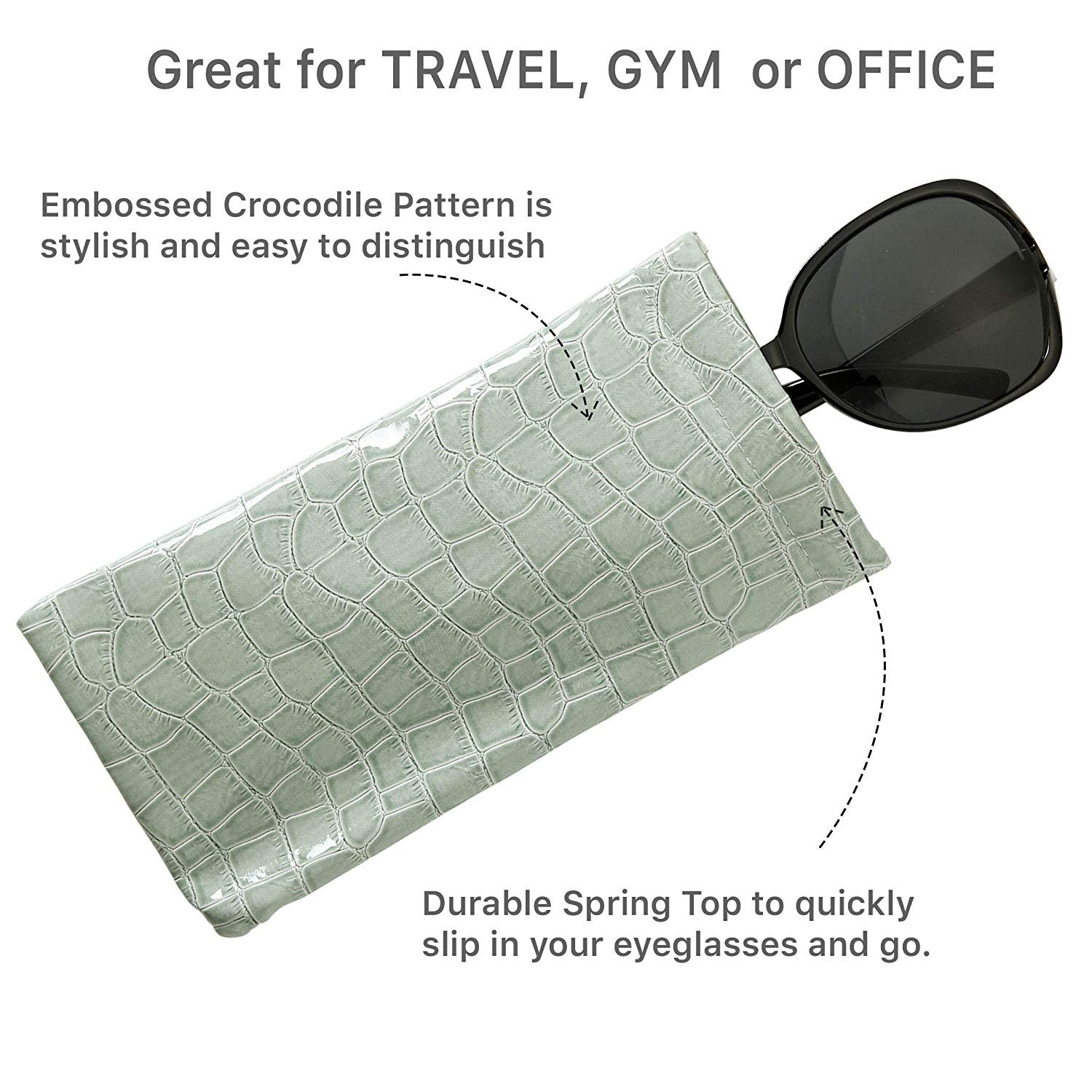 Slip In Eyeglass Case Soft Squeeze Top Pouch For Women Men, Medium To ...