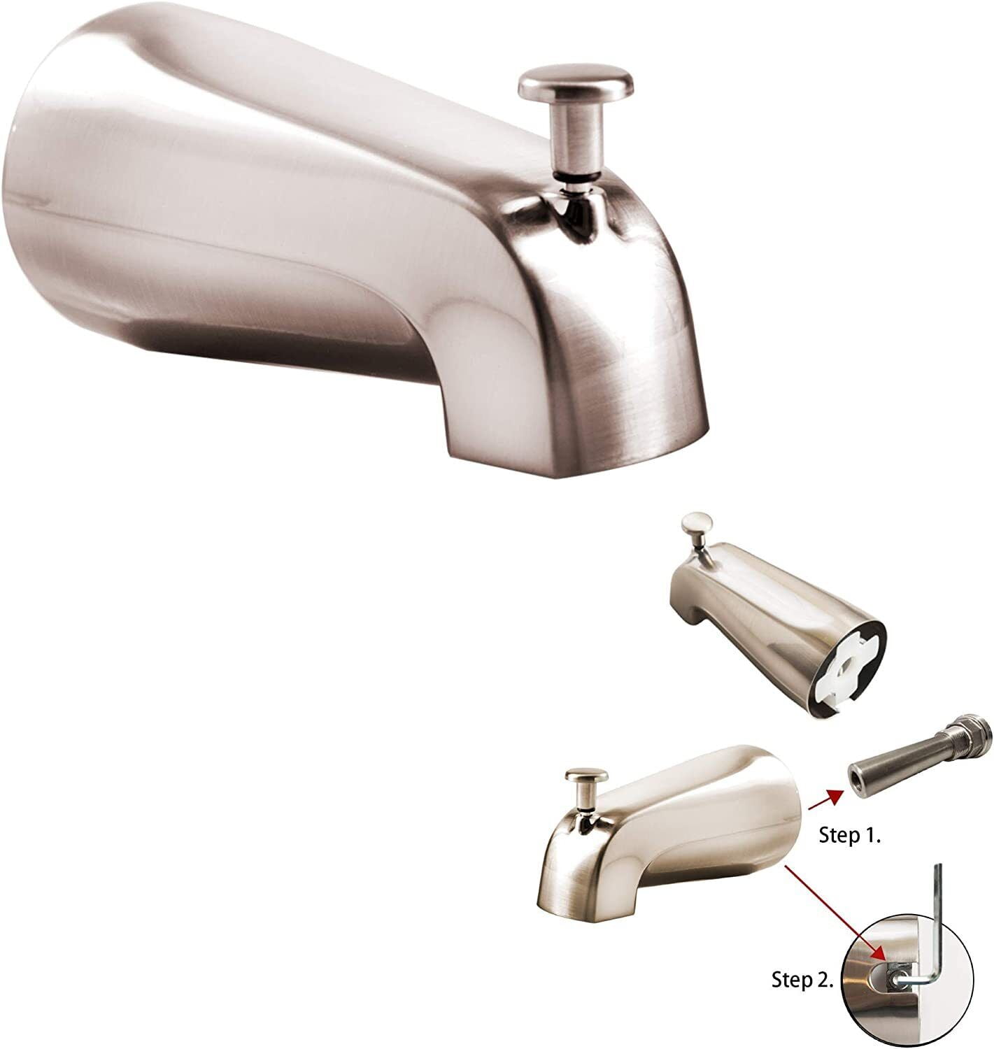 Slip On 4 1/2" Copper Pipe Universal Bathroom Tub Spout w/ Diverter ...