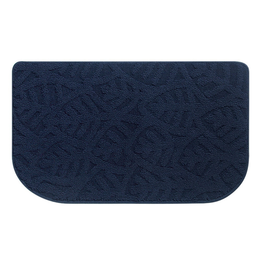 Slip-Resistant Kitchen Floor Mat, Half Round Navy Blue Kitchen Rug with ...
