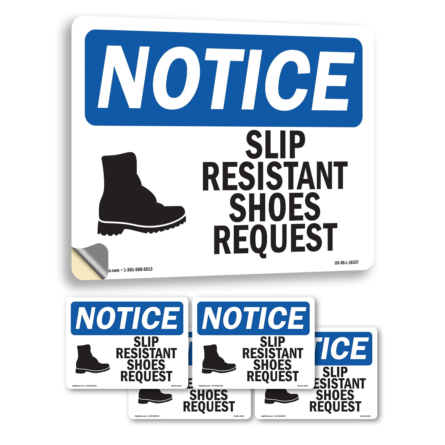 Slip Resistant Shoes Required With Symbol OSHA Notice Vinyl Decal Label ...