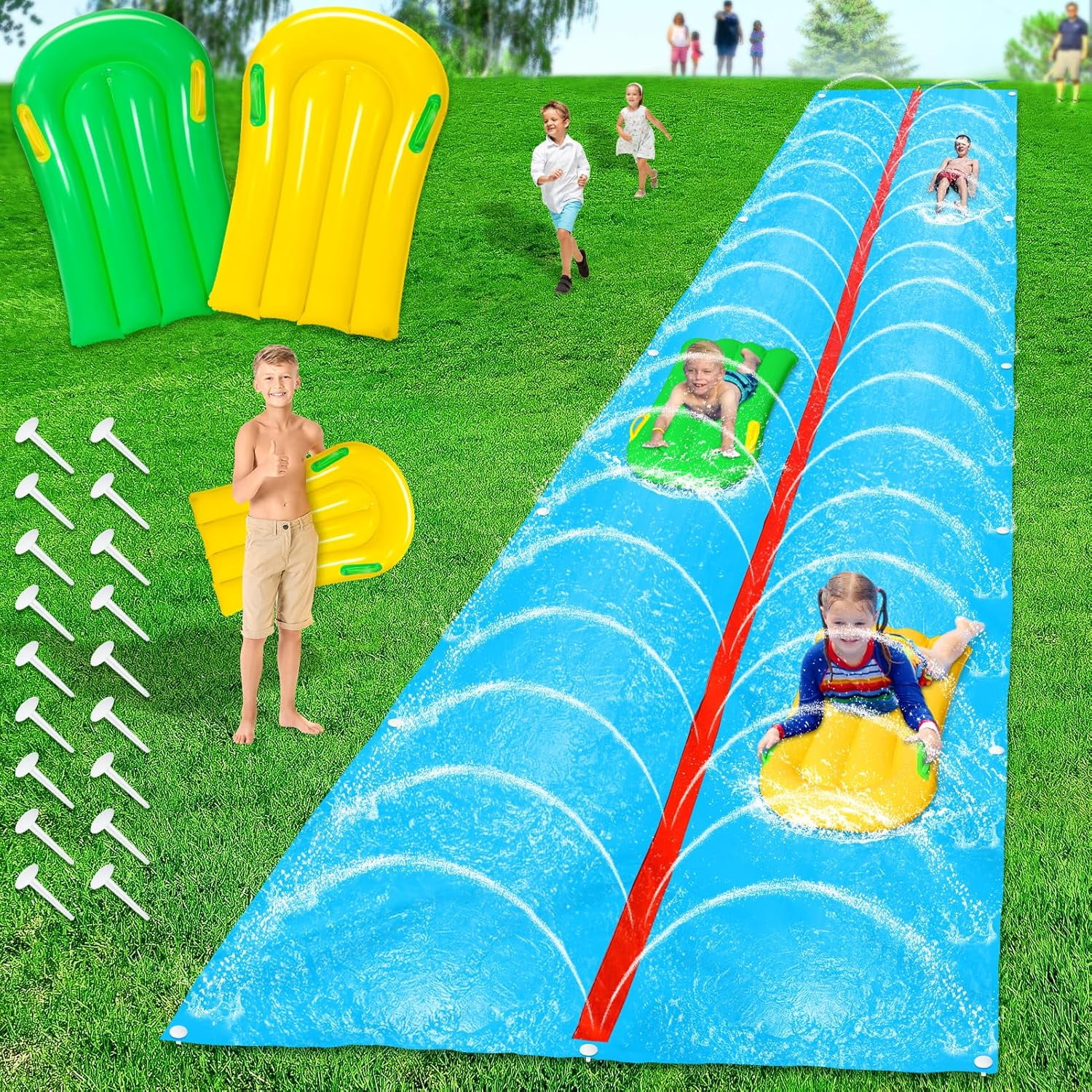 Slip and Slide, 30ft x 6ft Lawn Water Slip n Slide with 2 Inflatable ...