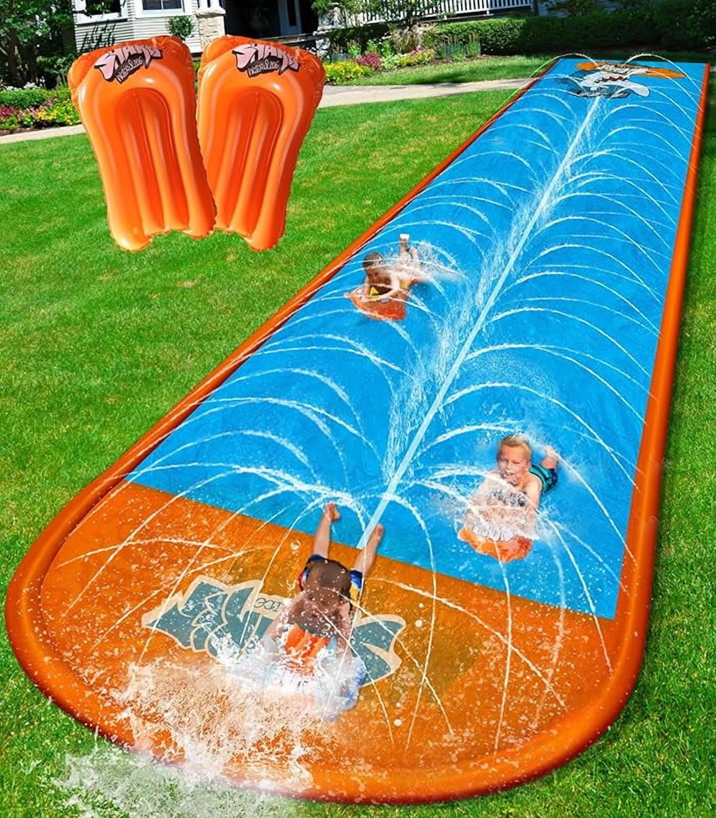 Slip Water Slide, 22ftx2 Lane Slip Water Slide for Kids Backyard Lawn ...