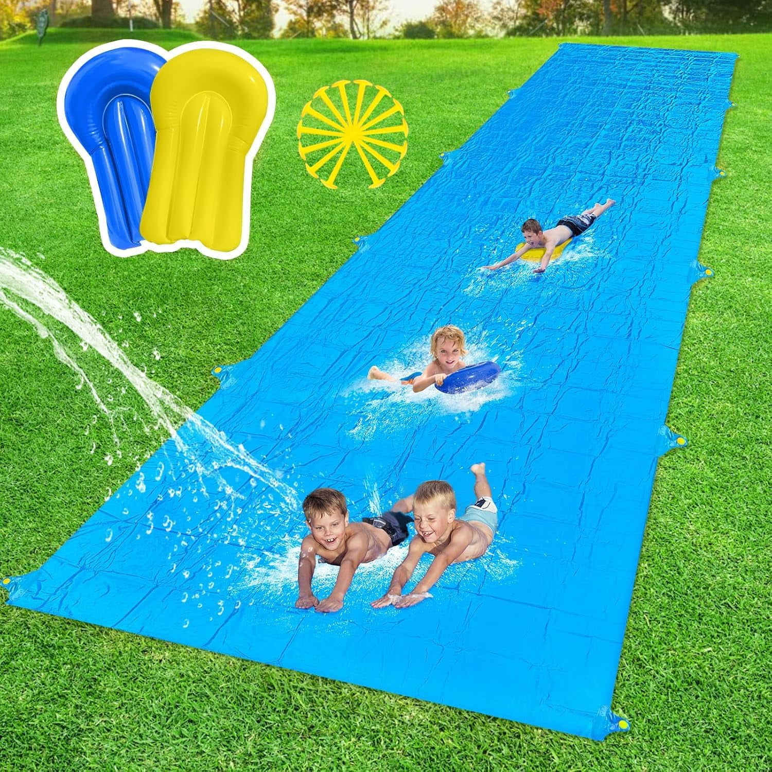 Slip Water Slide, 40FT Giant Slip Water Slides for Kids Backyard, Heavy ...