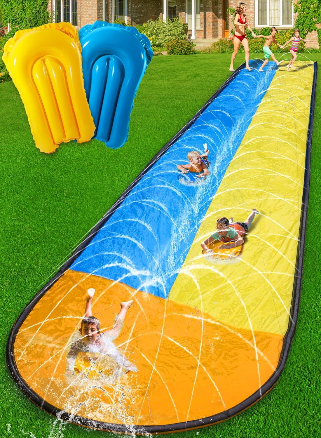 Slip and Water Slip,Water Slide for Kids Backyard 22ft*2 Lane Color ...