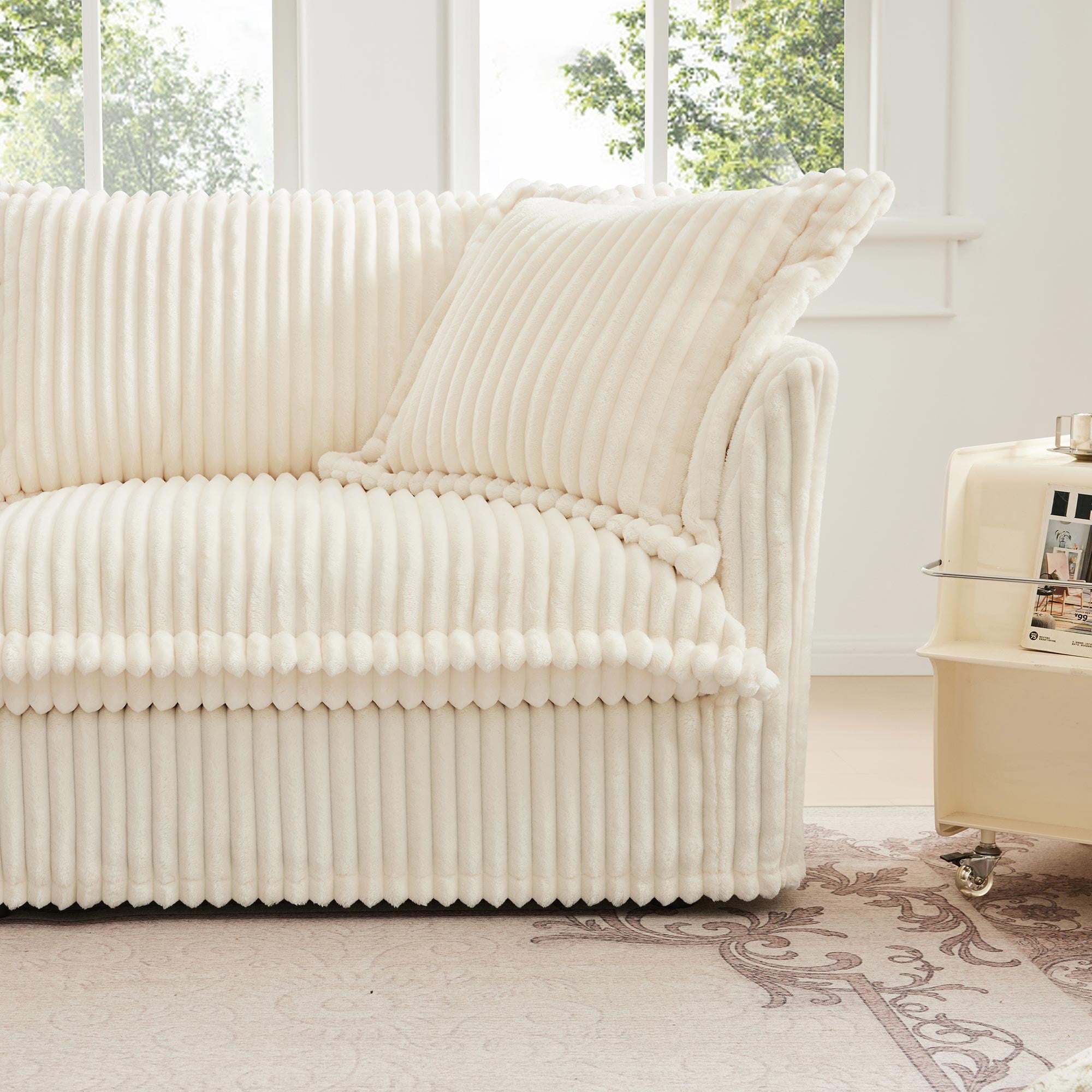 Slip-covered Armchair with 1 Big Back Cushion and 2 Big Toss Pillows ...
